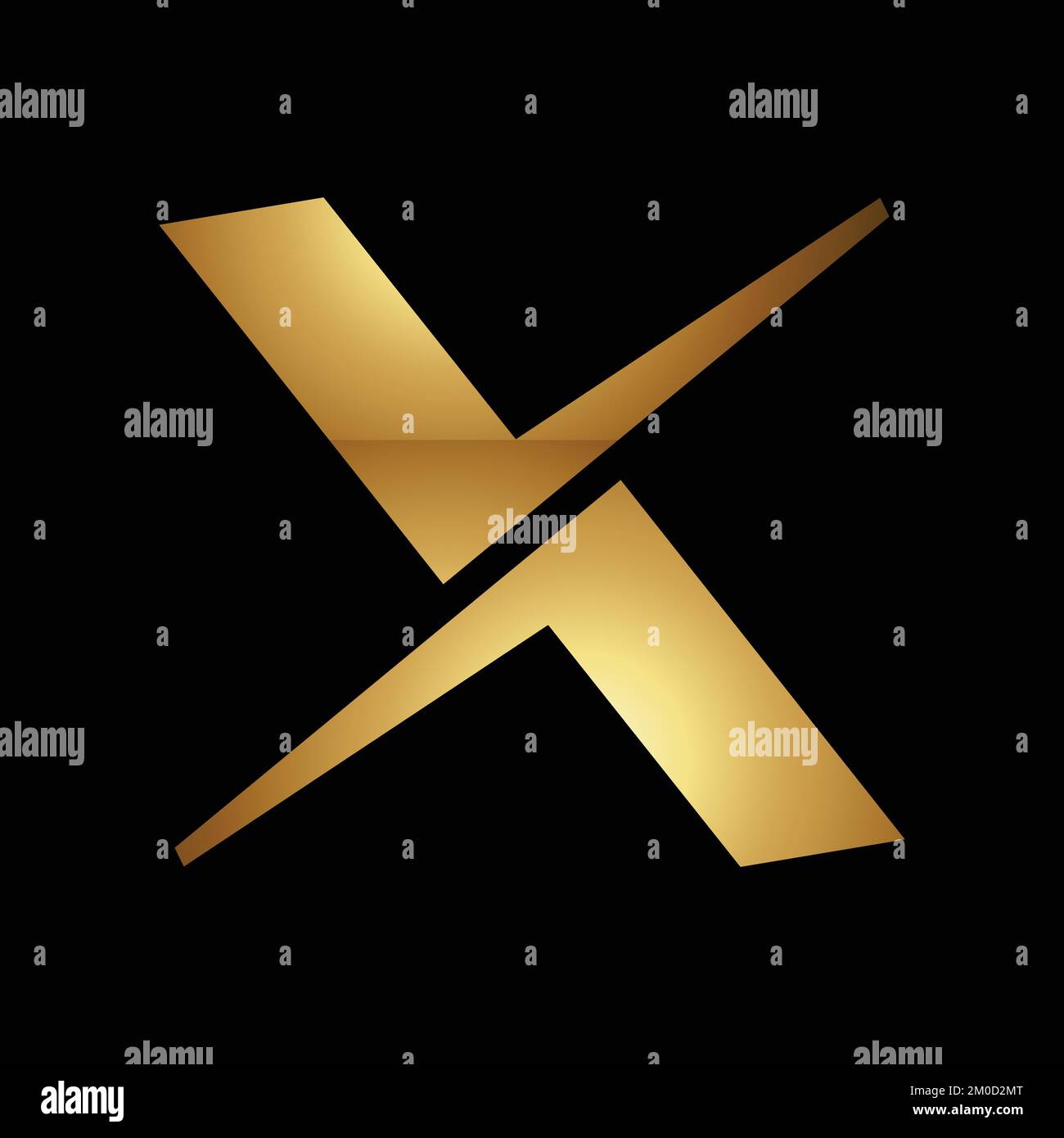 Golden Letter X Symbol On A Black Background Icon 4 Stock Vector