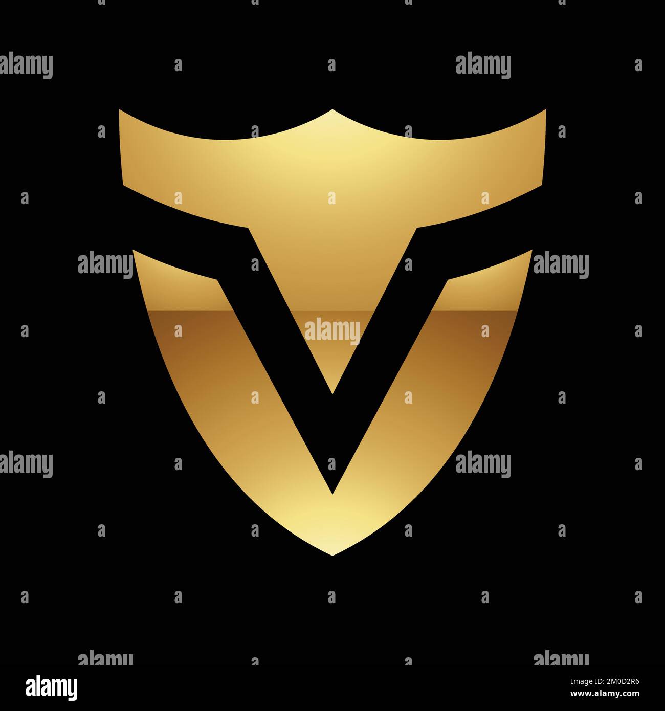 Golden Letter V Symbol on a Black Background - Icon 6 Stock Vector ...
