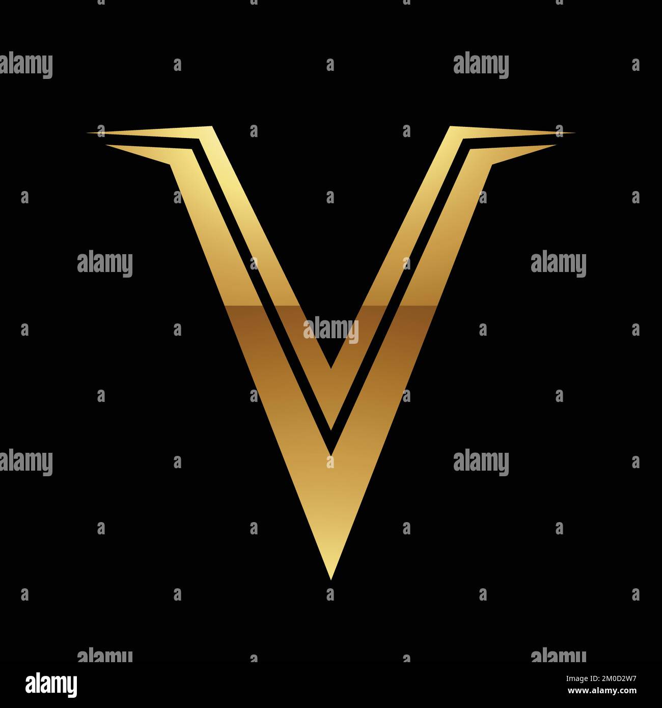 Golden Letter V Symbol on a Black Background - Icon 2 Stock Vector ...