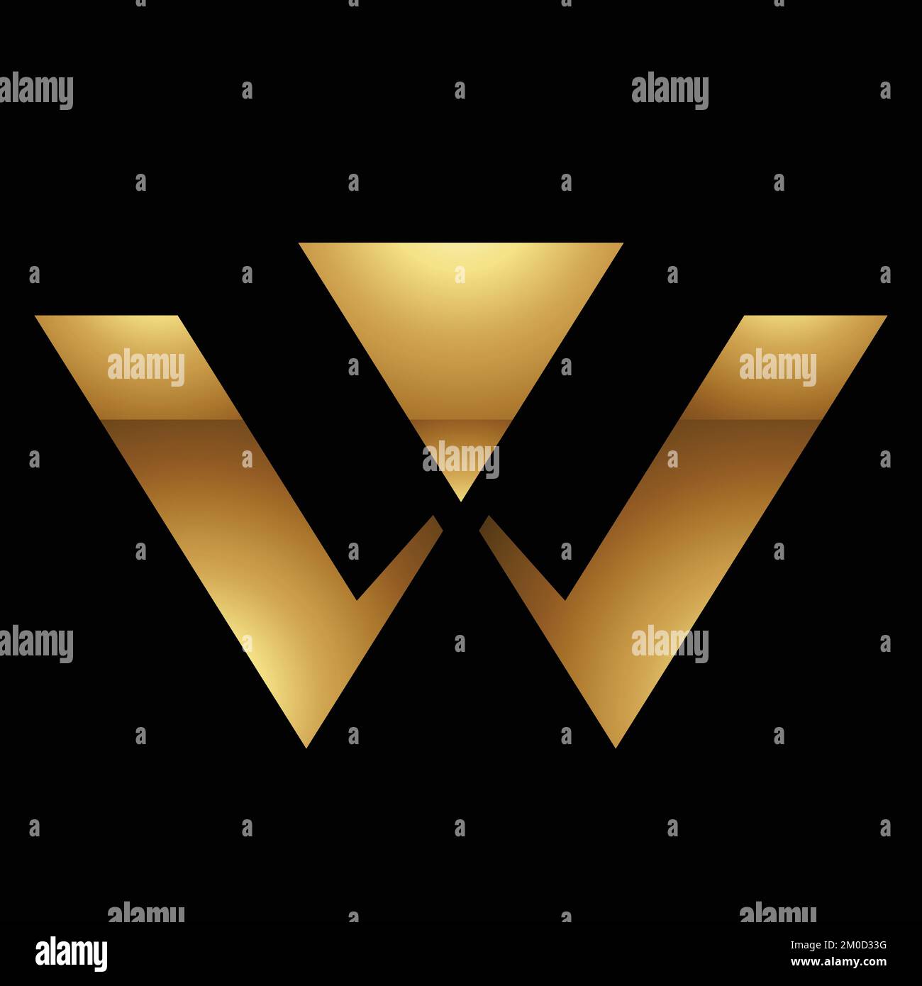 Golden Letter W Symbol on a Black Background - Icon 9 Stock Vector ...