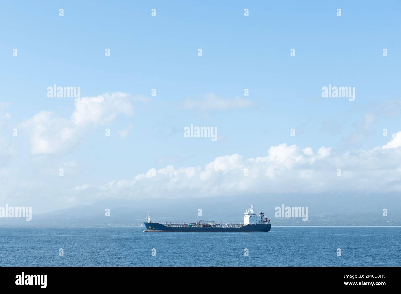 Empty Cargo ship moving along waters of Atlantic Ocean in the ...