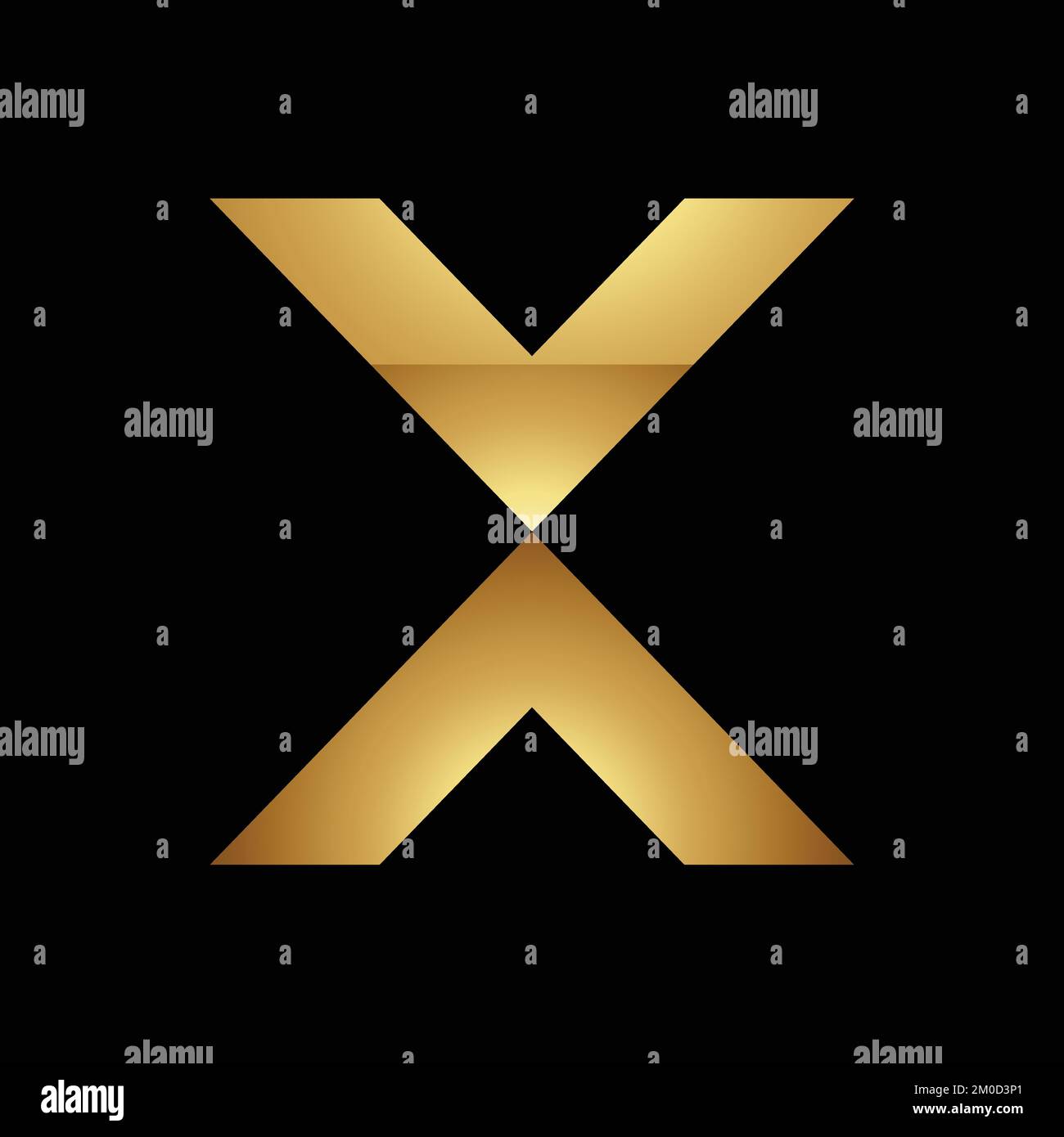 Golden Letter X Symbol On A Black Background Icon 6 Stock Vector