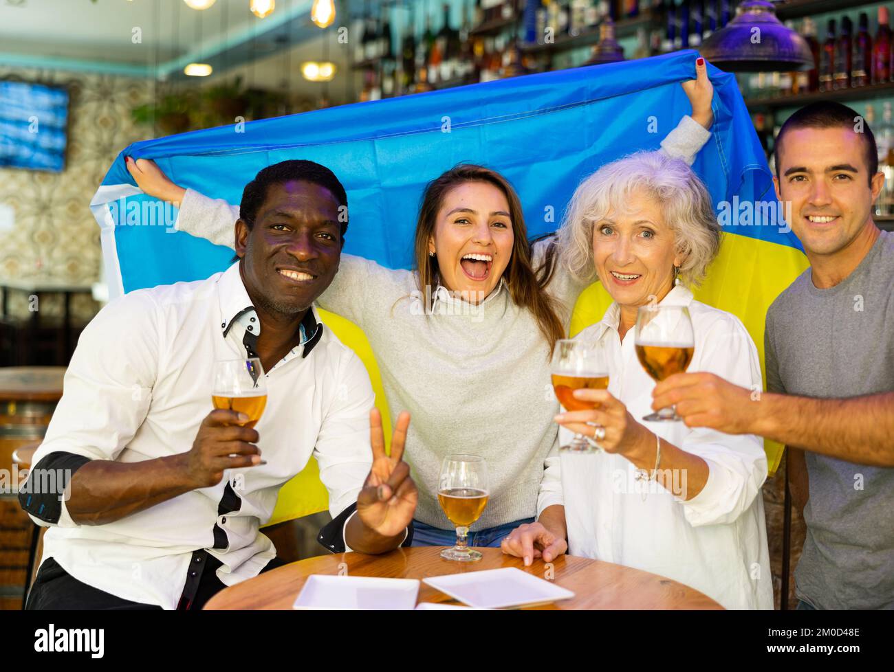 Happy diverse group celebrating Ukraine Stock Photo - Alamy