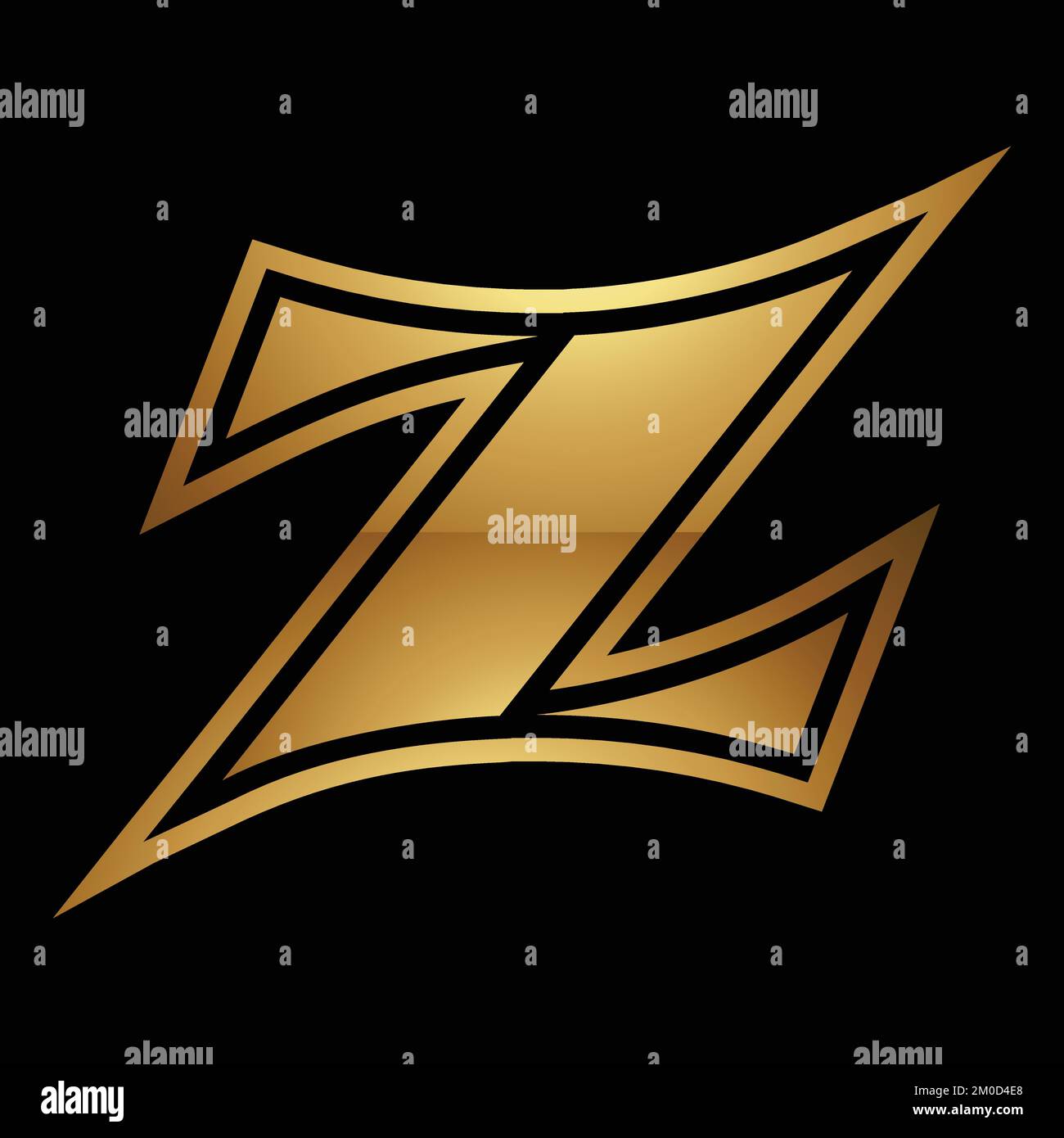 Golden Letter Z Symbol on a Black Background - Icon 2 Stock Vector ...