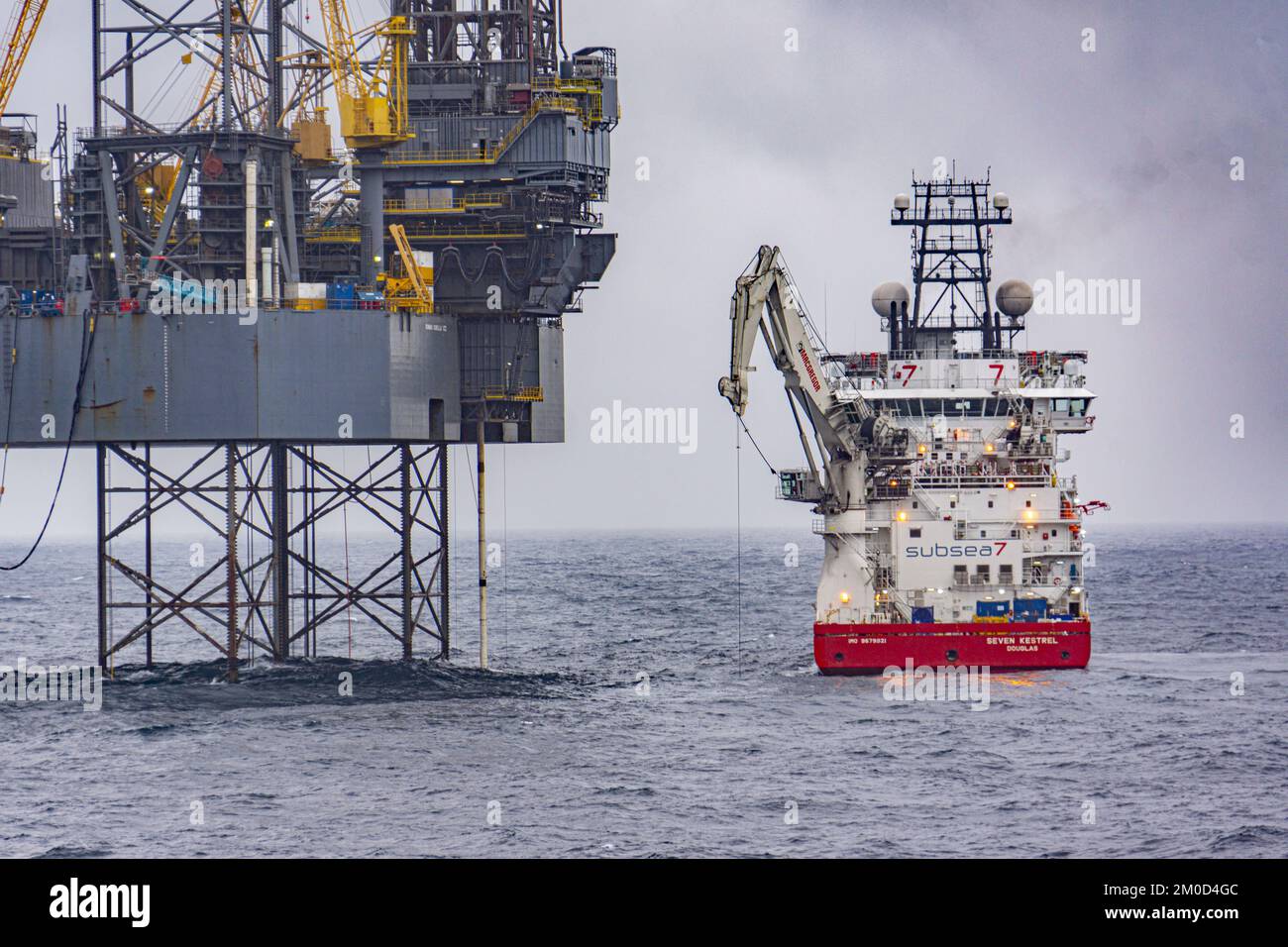 Subsea vessel Seven Kestrel working on location for Rowan Gorilla VII ...