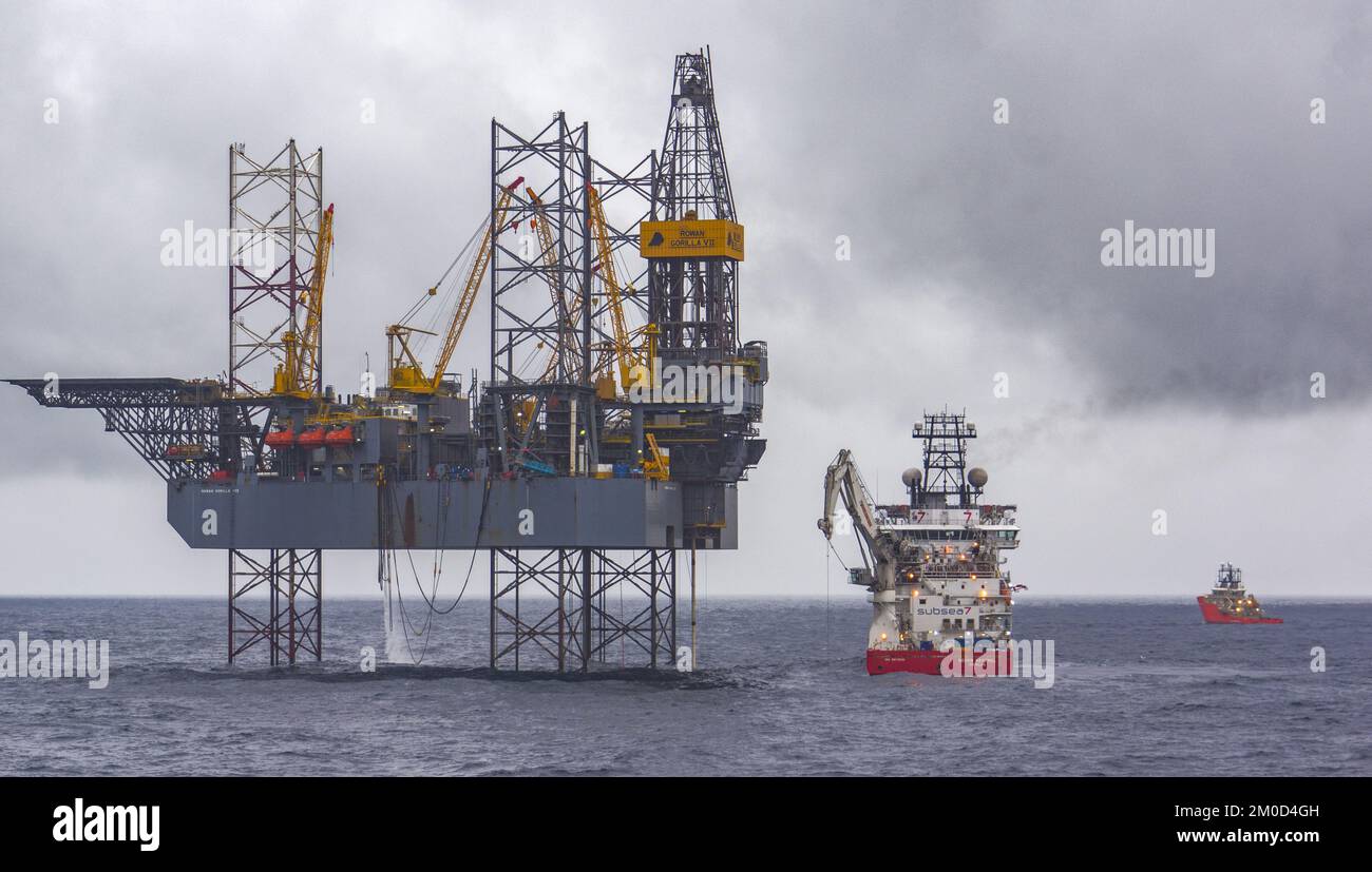 Subsea vessel Seven Kestrel working on location for Rowan Gorilla VII ...