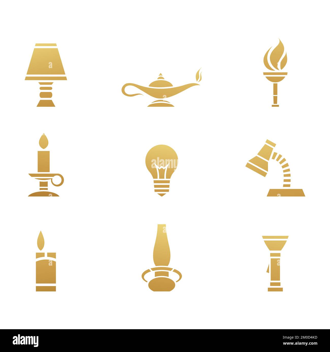 Golden Light Sources Icons on a White Background Stock Vector Image ...