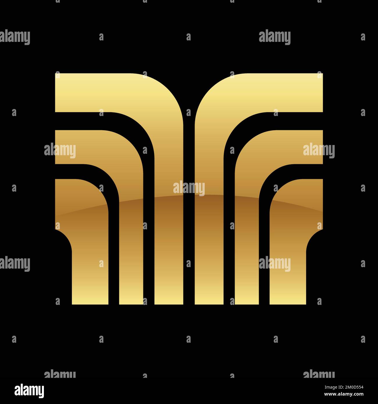 Golden Retro Stripes Icon on a Black Background Stock Vector Image ...