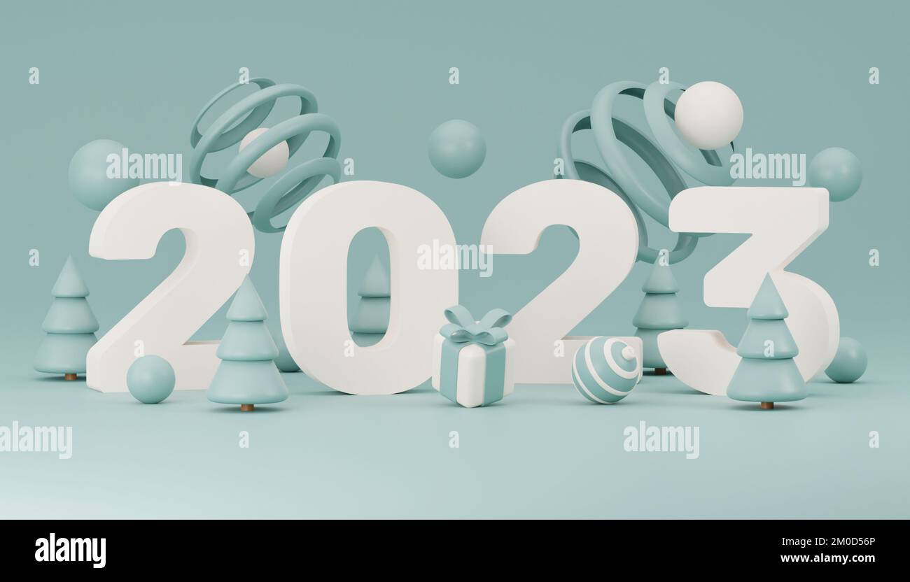 2023 new year 3d render illustration. Happy New Year 2023. Number ...