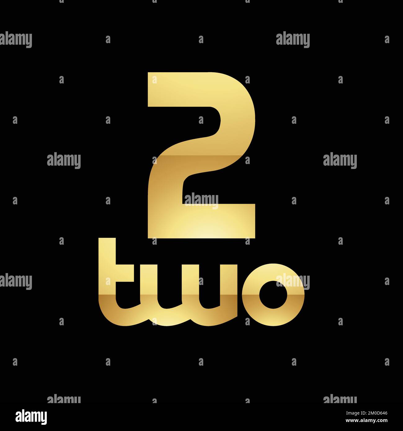 Golden Symbol for Number 2 on a Black Background - Icon 3 Stock Vector ...