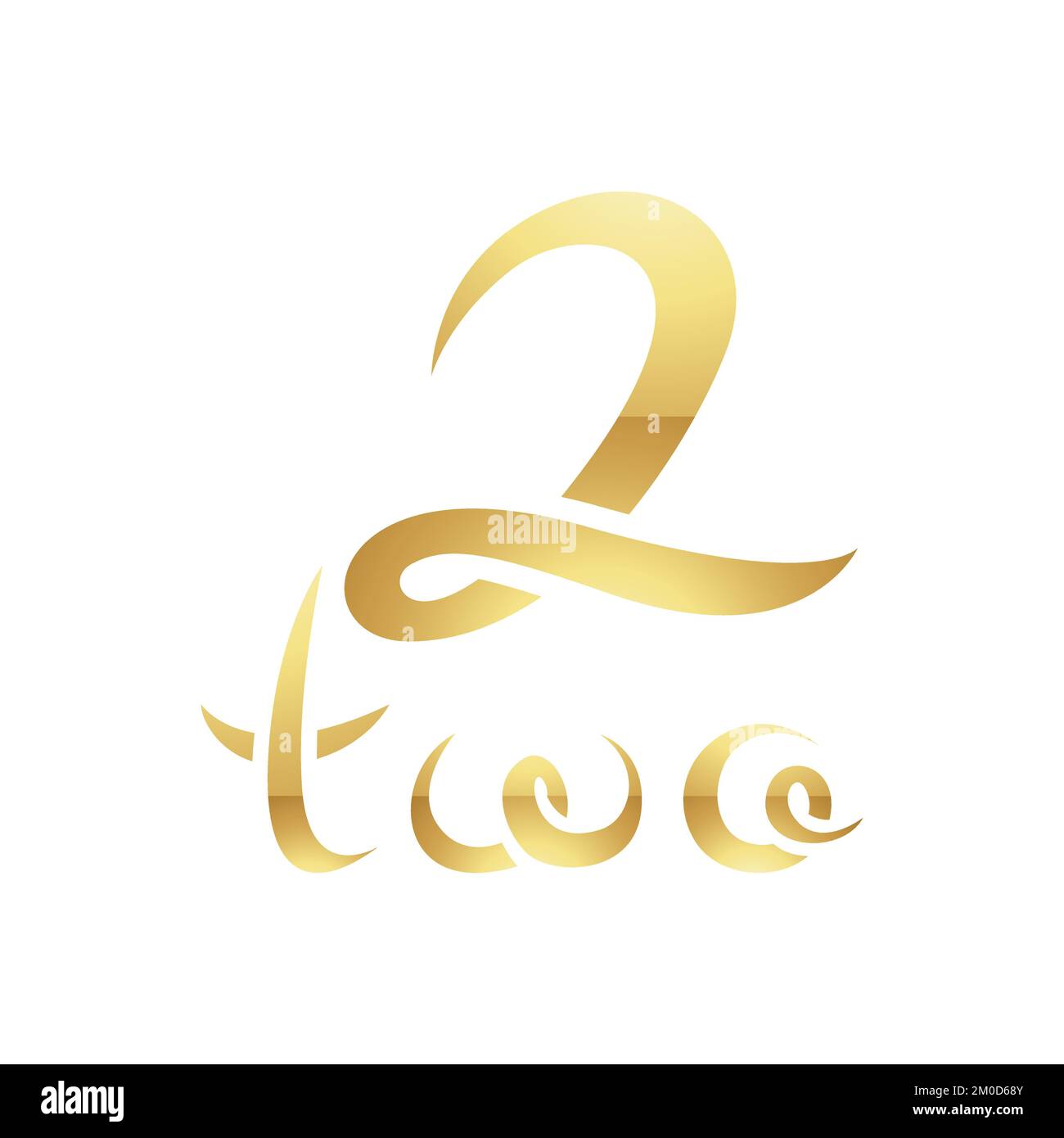 Golden Symbol for Number 2 on a White Background - Icon 1 Stock Vector ...