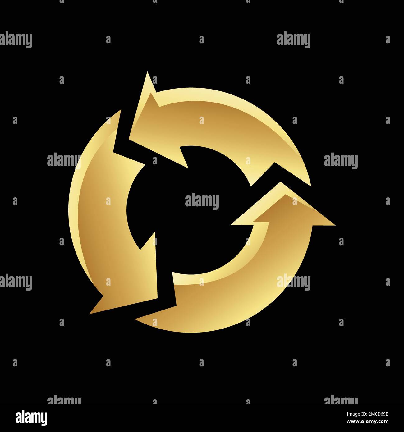 Golden Round Recycling Symbol on a Black Background Stock Vector Image ...