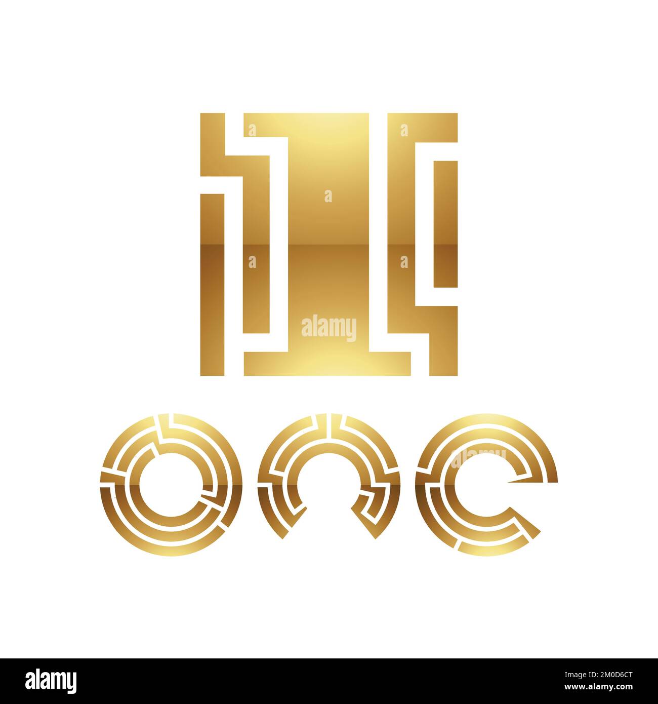 Golden Symbol for Number 1 on a White Background - Icon 6 Stock Vector ...