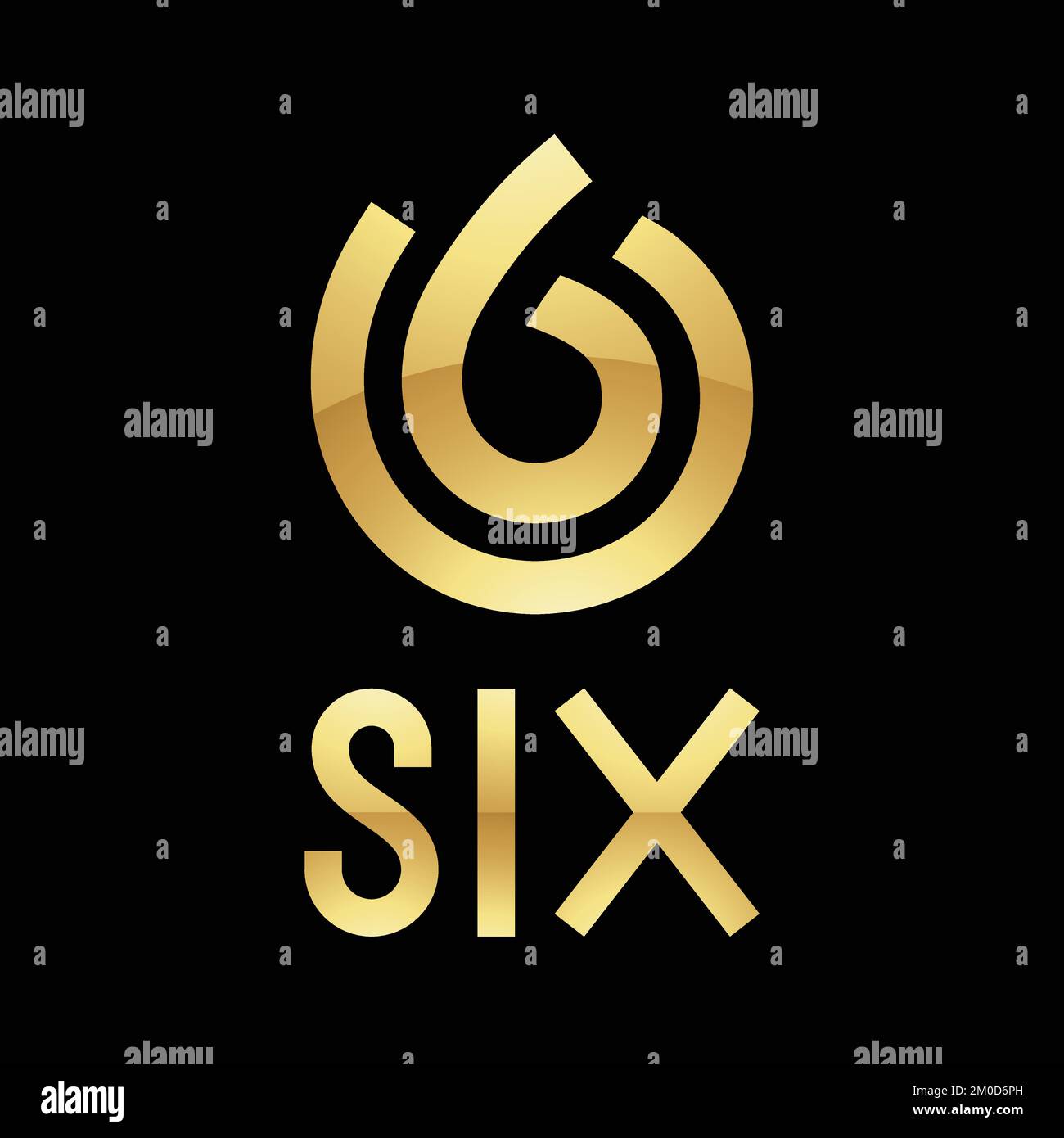 Golden Symbol for Number 6 on a Black Background - Icon 4 Stock Vector ...