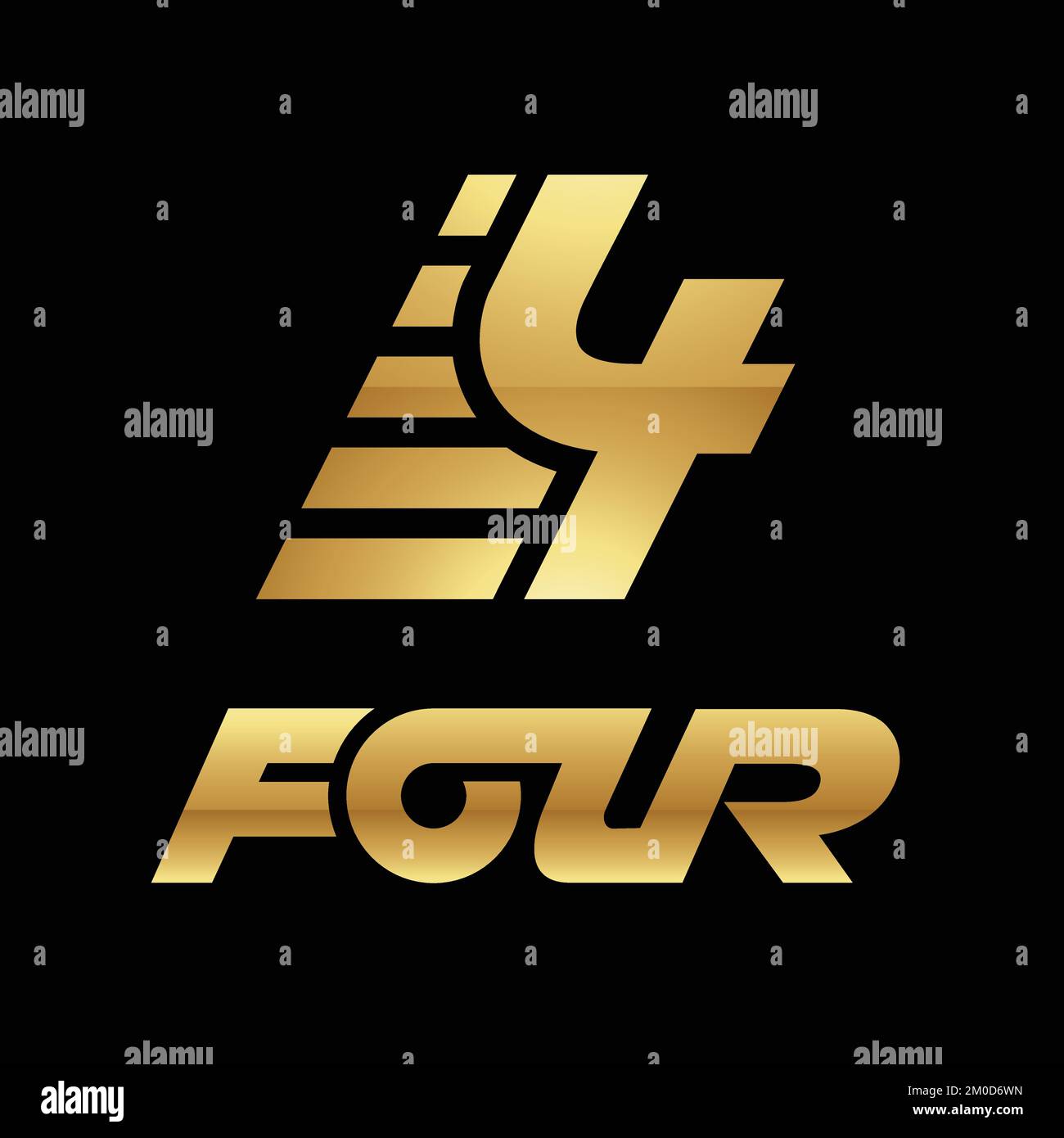 Golden Symbol for Number 4 on a Black Background - Icon 4 Stock Vector ...