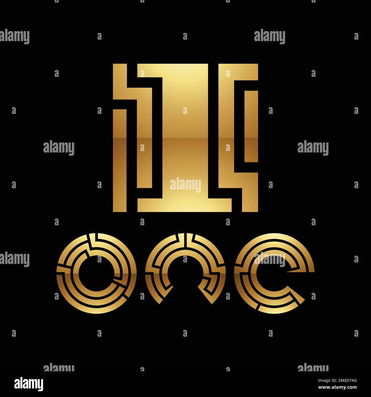 Golden Symbol for Number 1 on a Black Background - Icon 6 Stock Vector ...