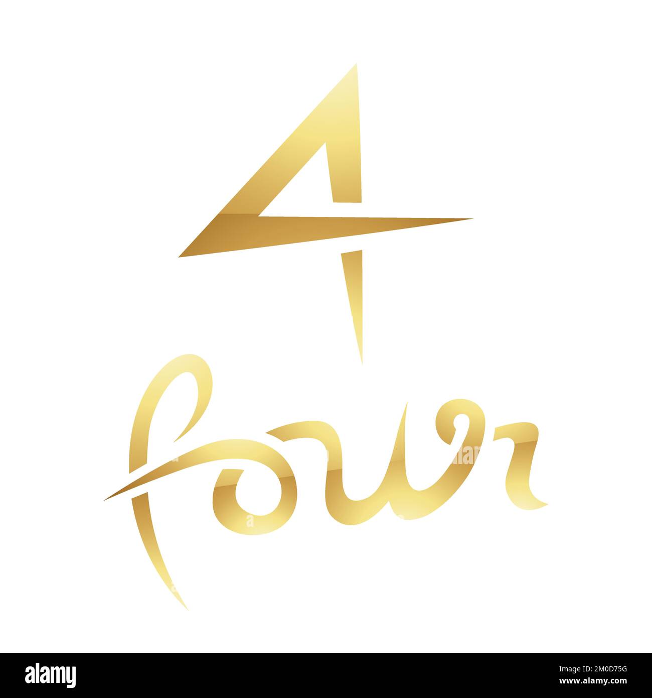 Golden Symbol for Number 4 on a White Background - Icon 3 Stock Vector ...