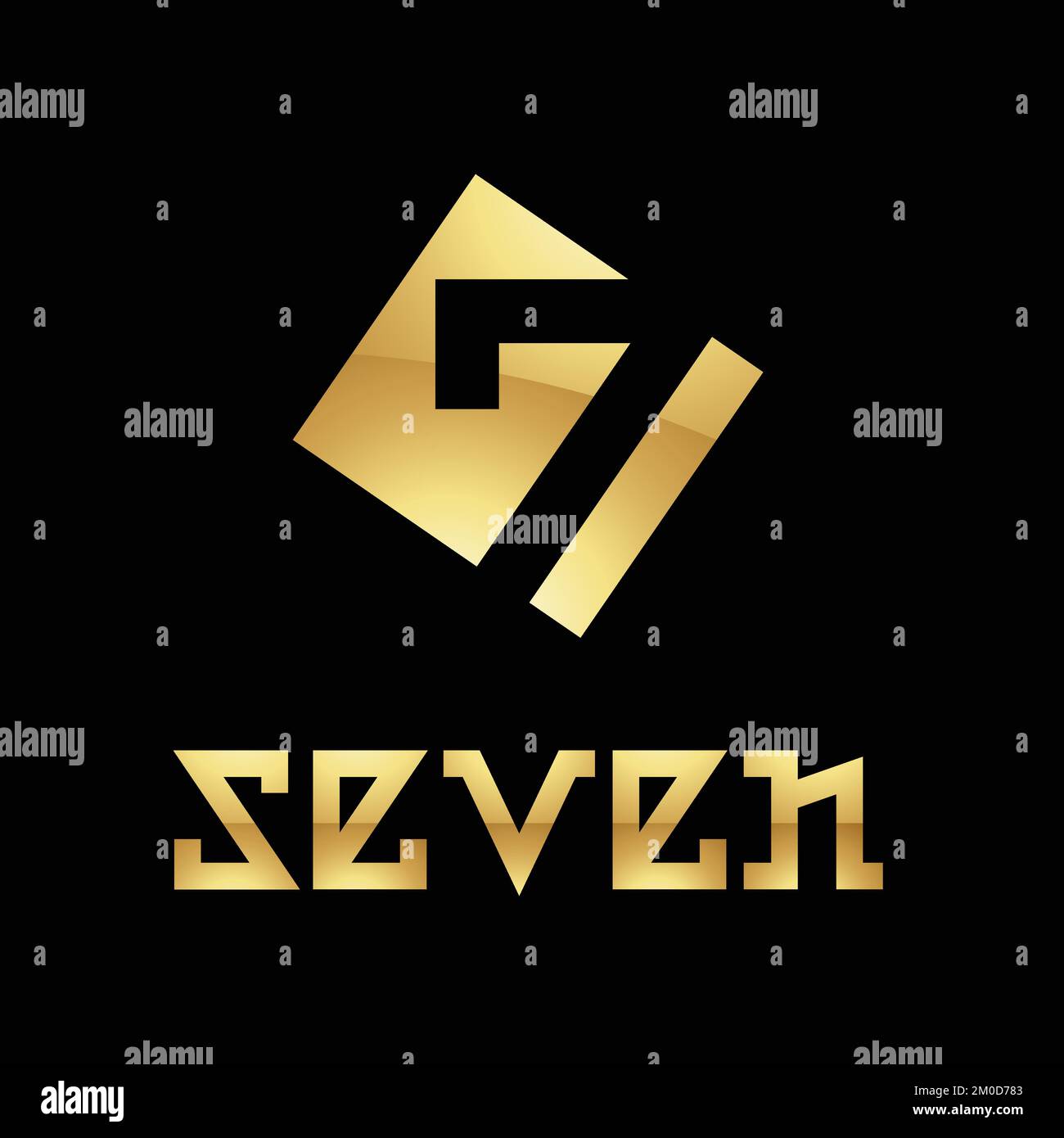 Golden Symbol for Number 7 on a Black Background - Icon 3 Stock Vector ...