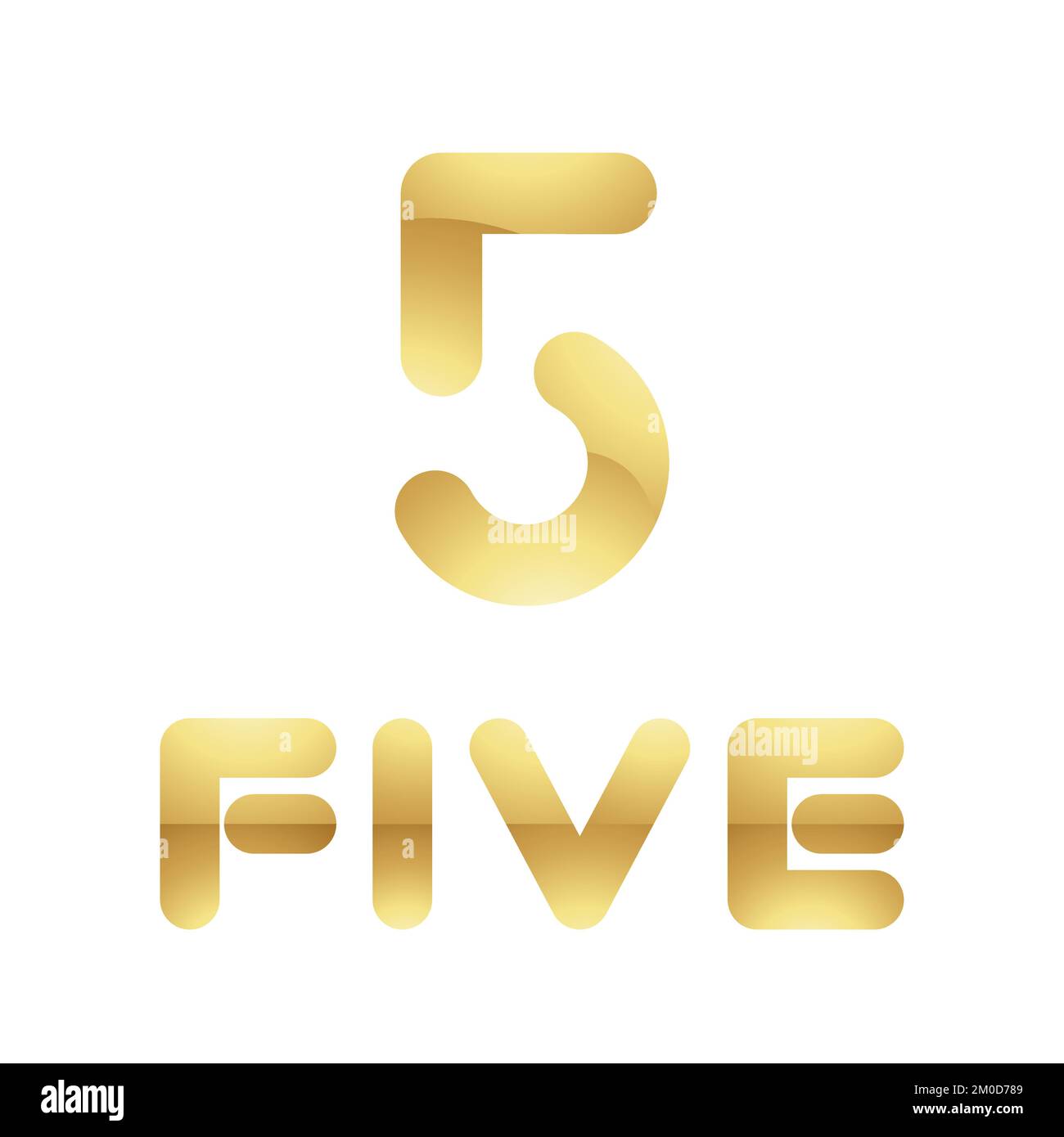 Golden Symbol For Number 5 On A White Background Icon 5 Stock Vector