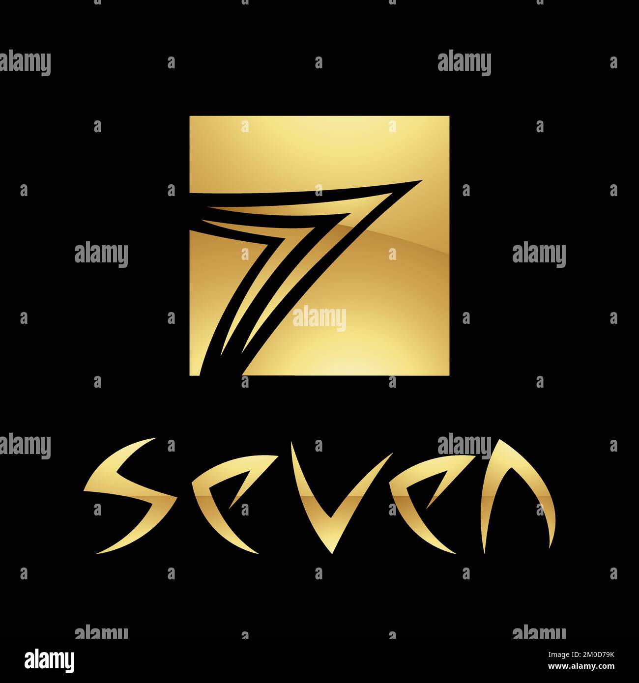 Golden Symbol for Number 7 on a Black Background - Icon 5 Stock Vector ...
