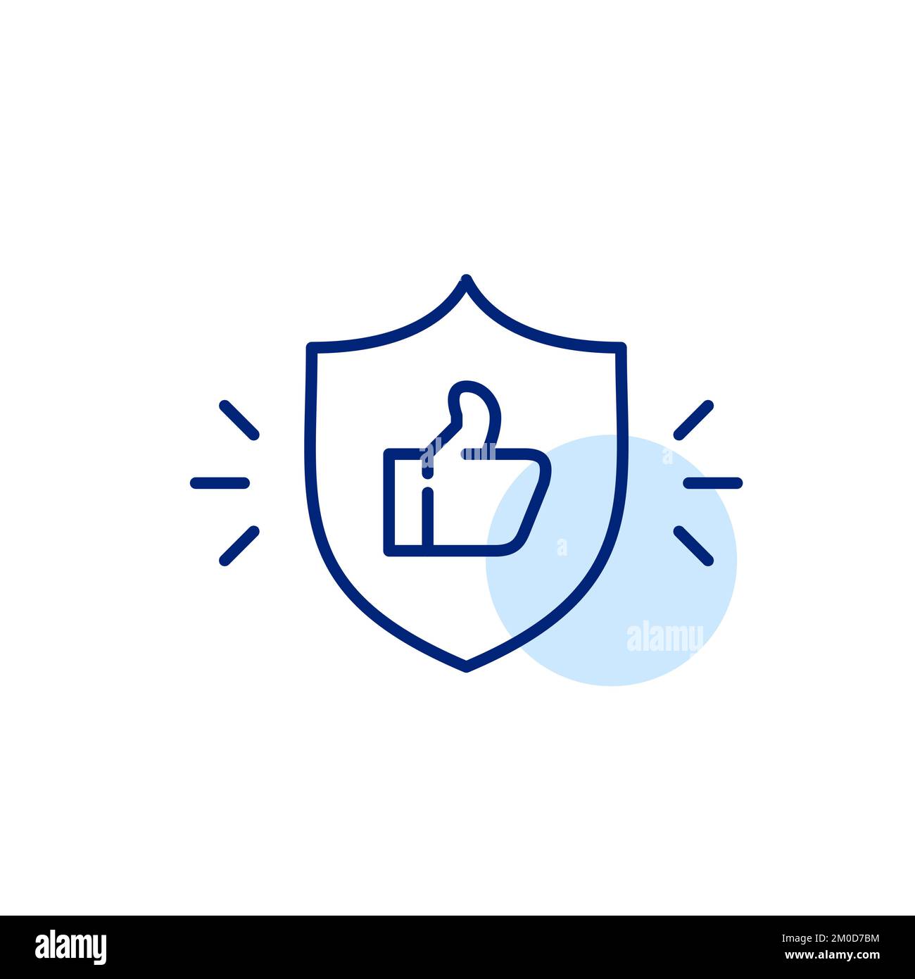 Customer approval symbol. Shiny shield with thumbs-up. Pixel perfect ...