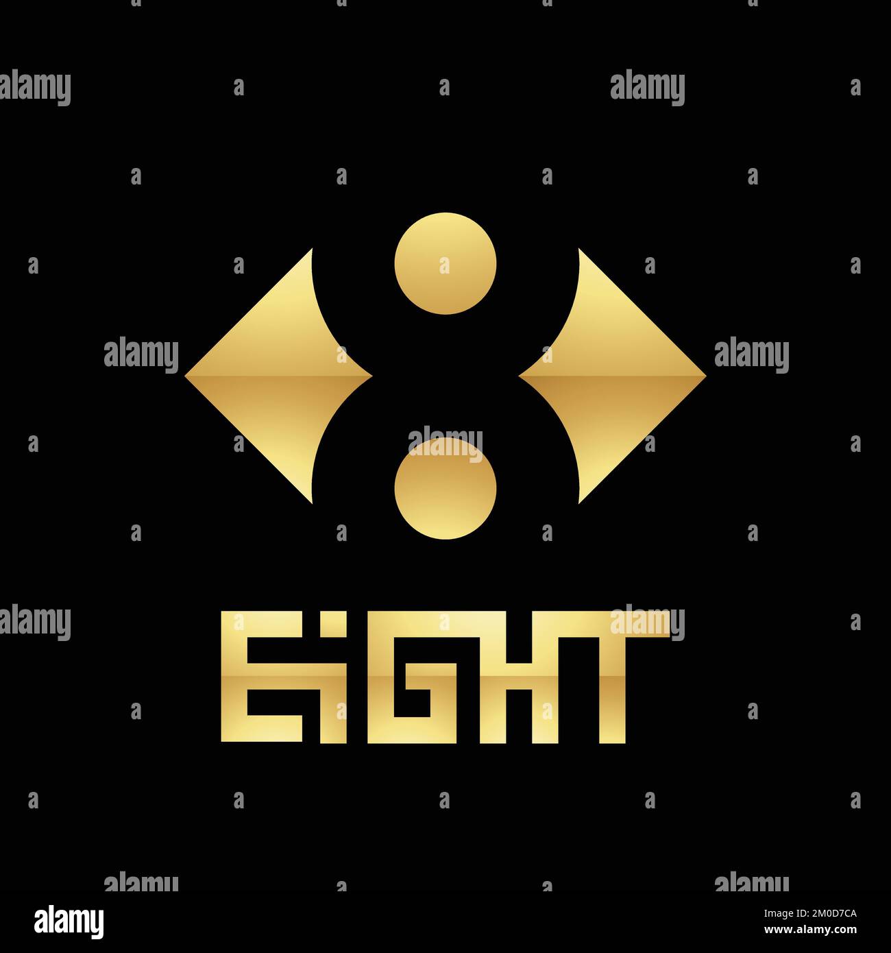 Golden Symbol for Number 8 on a Black Background - Icon 3 Stock Vector ...