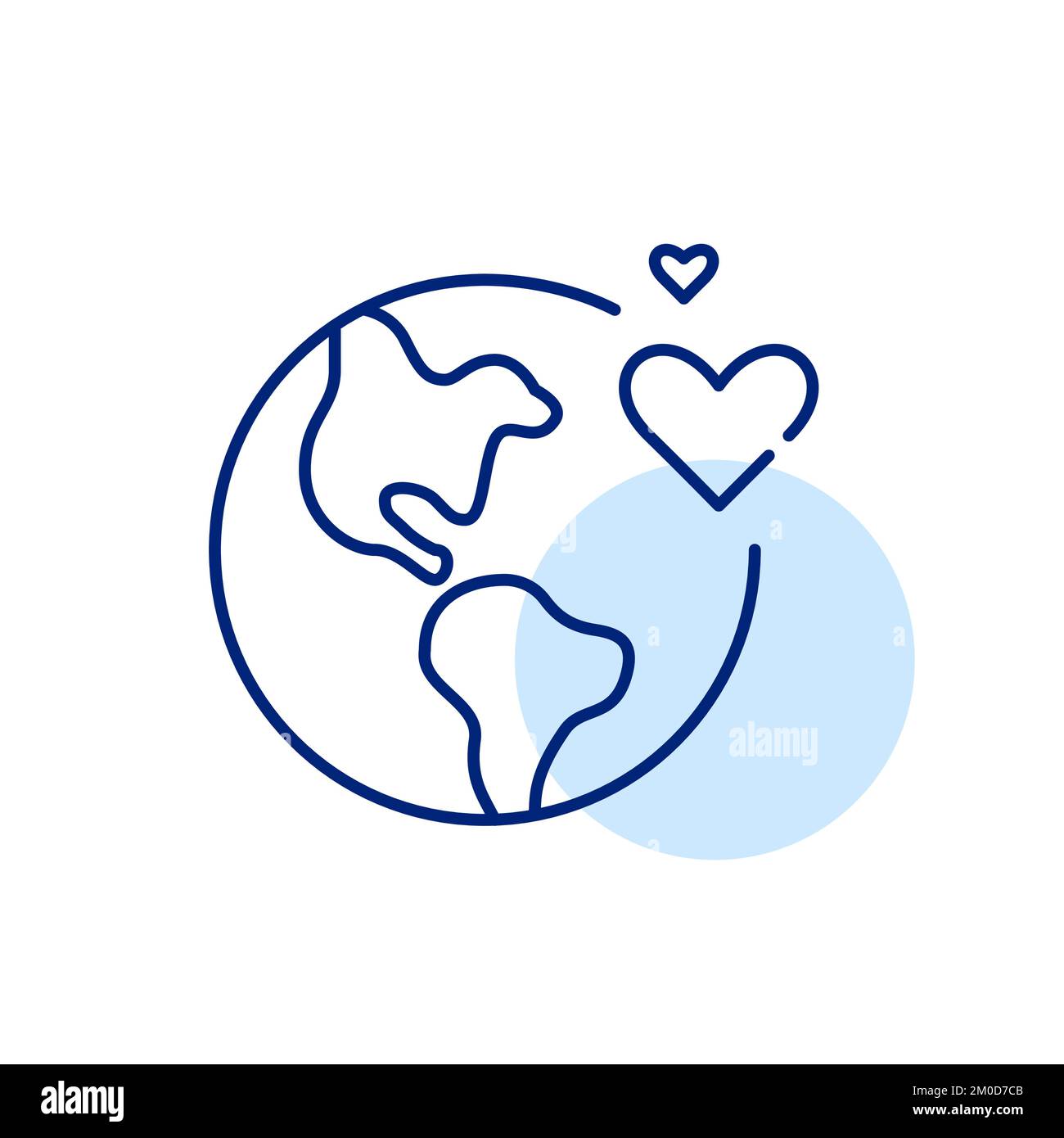 International acclaim symbol. Earth with hearts. Pixel perfect ...