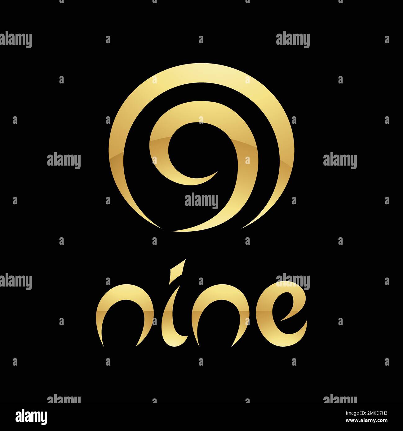 Golden Symbol for Number 9 on a Black Background - Icon 2 Stock Vector ...