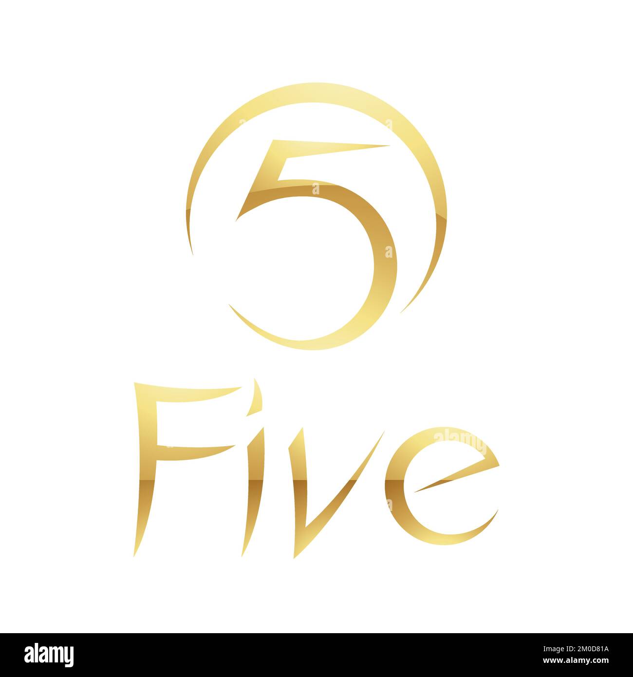 Golden Symbol for Number 5 on a White Background - Icon 6 Stock Vector ...