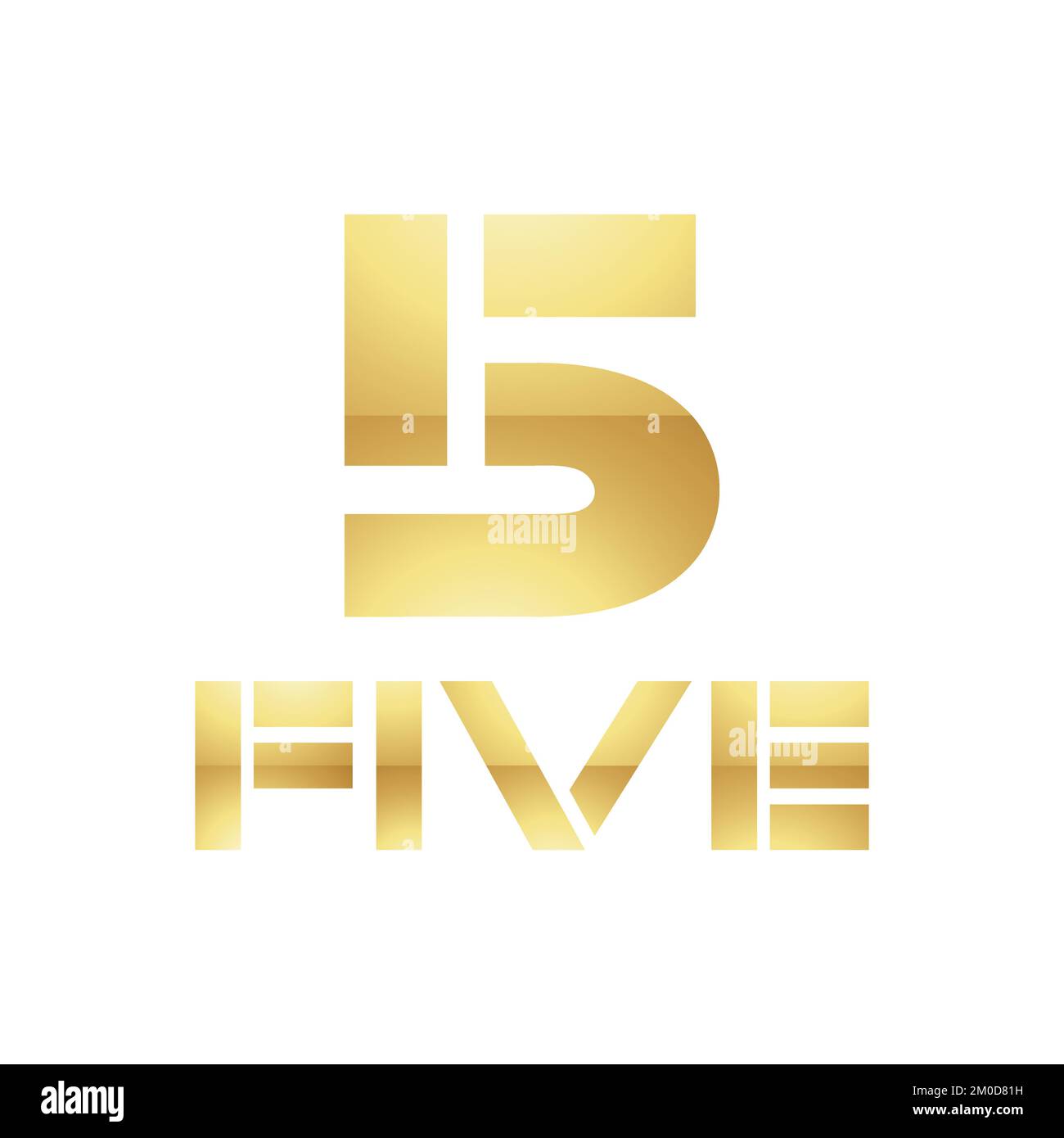 Golden Symbol for Number 5 on a White Background - Icon 3 Stock Vector ...