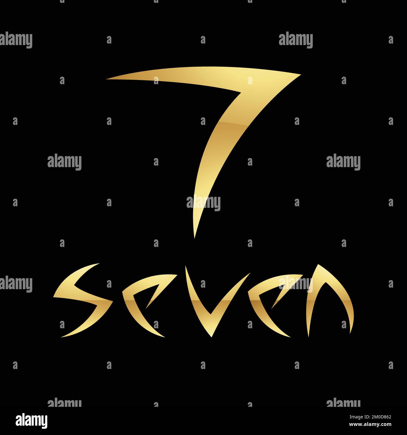 Golden Symbol for Number 7 on a Black Background - Icon 2 Stock Vector ...