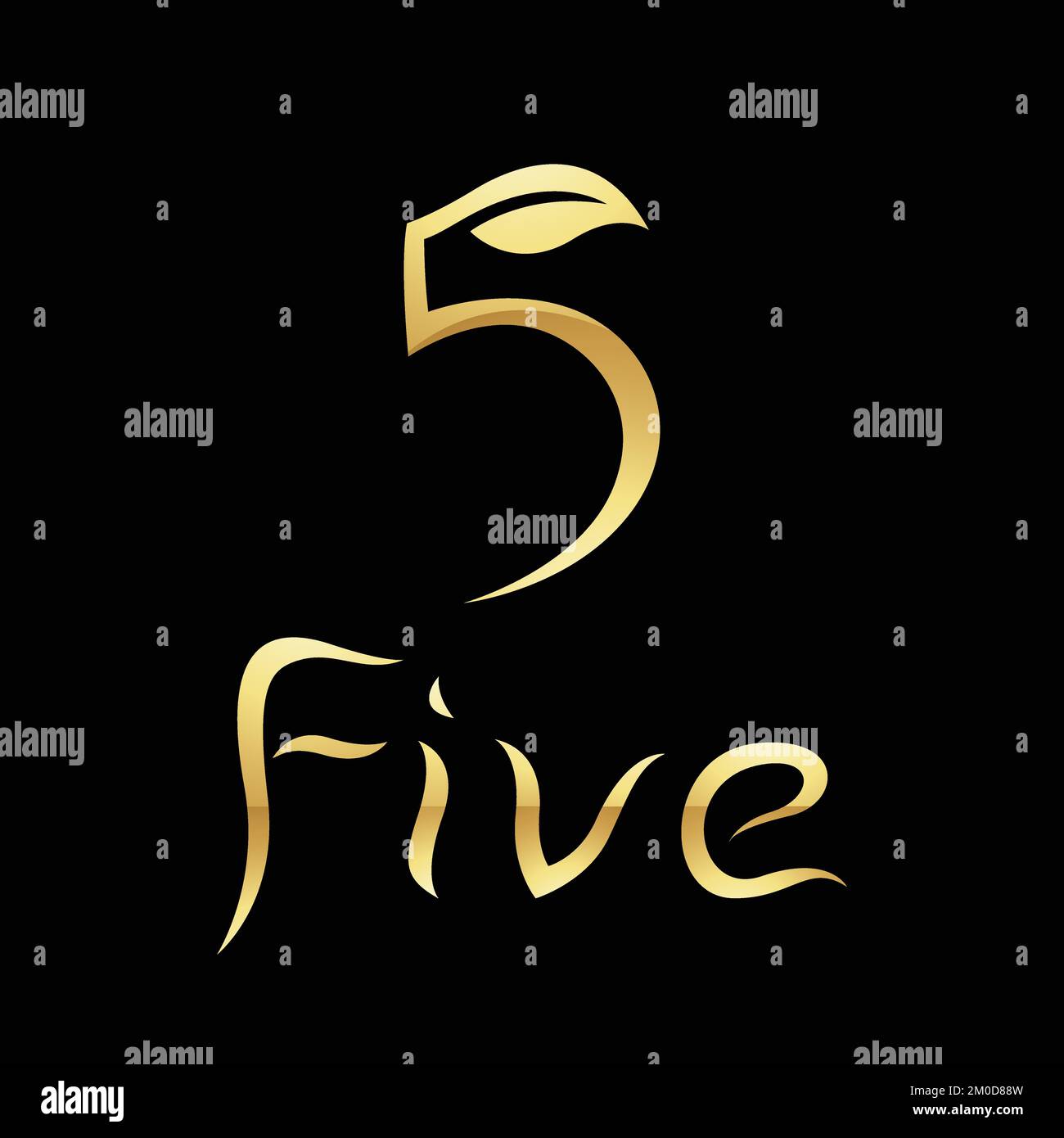 Golden Symbol for Number 5 on a Black Background - Icon 8 Stock Vector ...