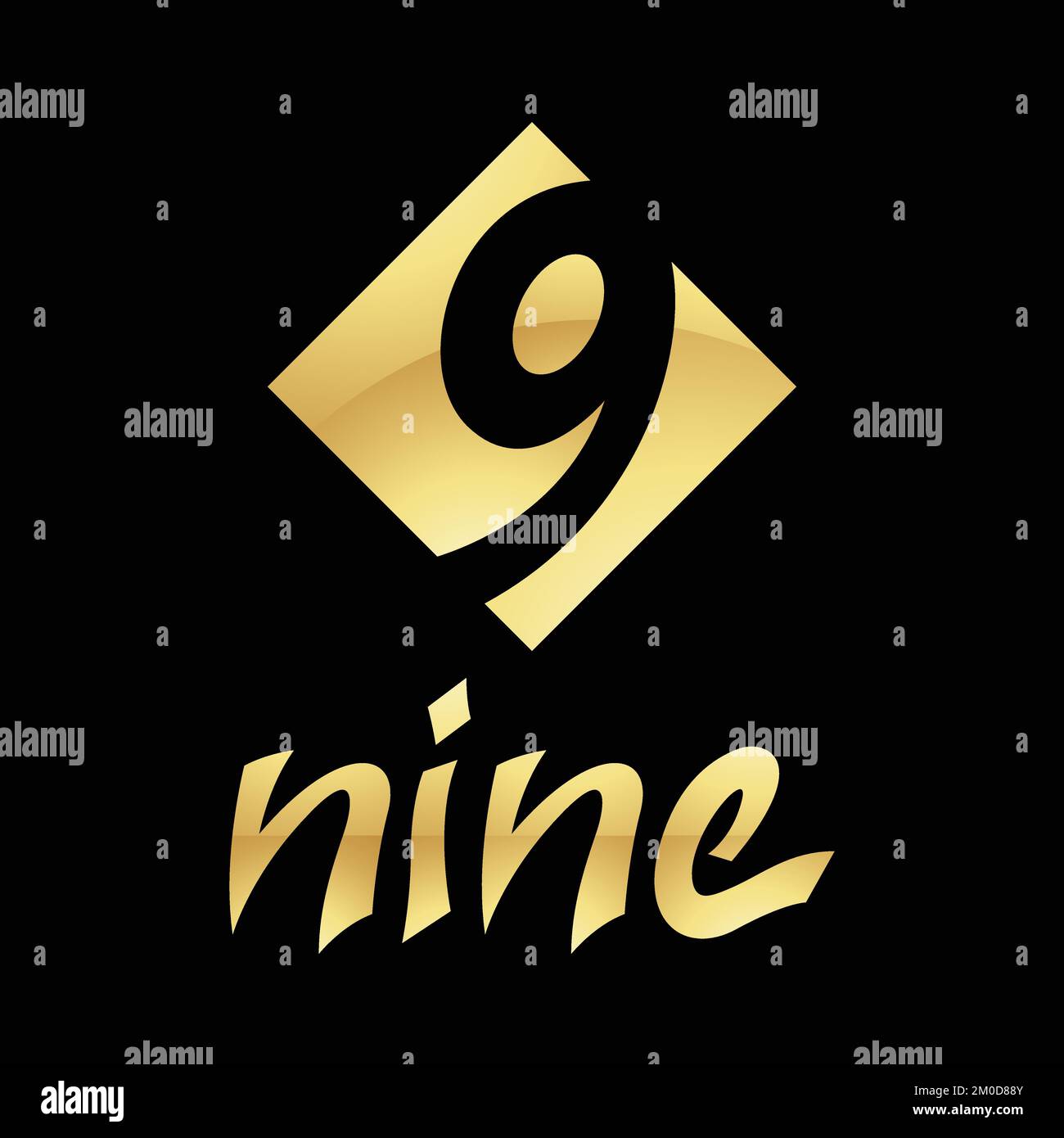 Golden Symbol for Number 9 on a Black Background - Icon 6 Stock Vector ...