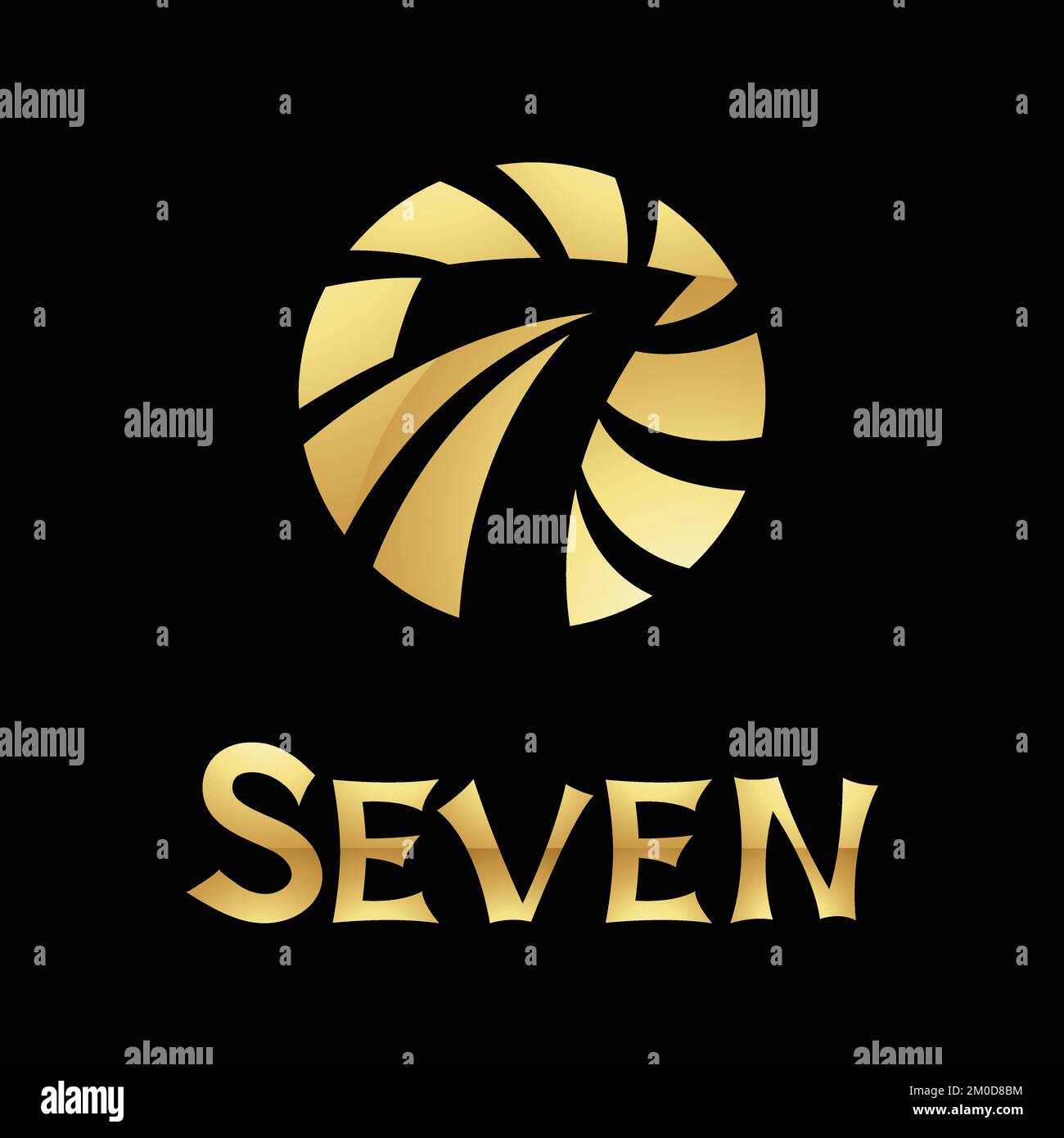 Golden Symbol for Number 7 on a Black Background - Icon 6 Stock Vector ...
