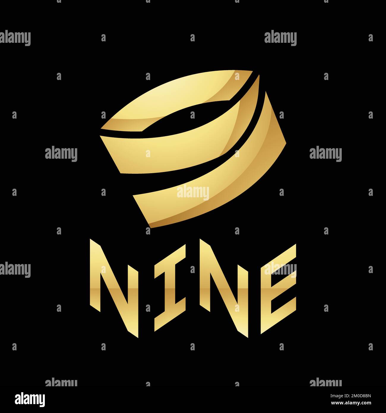 Golden Symbol for Number 9 on a Black Background - Icon 4 Stock Vector ...