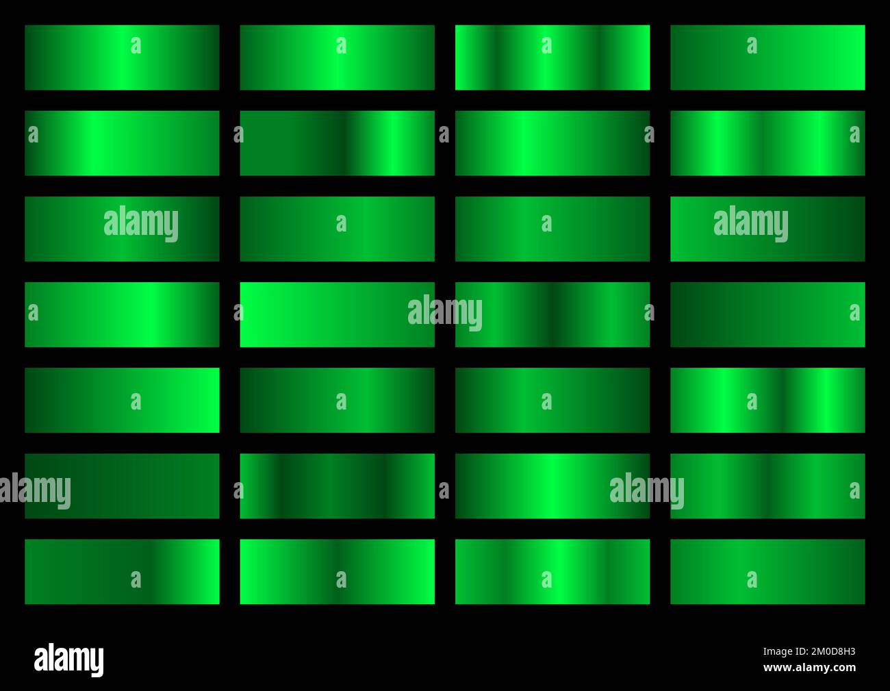 Vector set of neon green metallic gradients. Swatches collection. Shiny ...