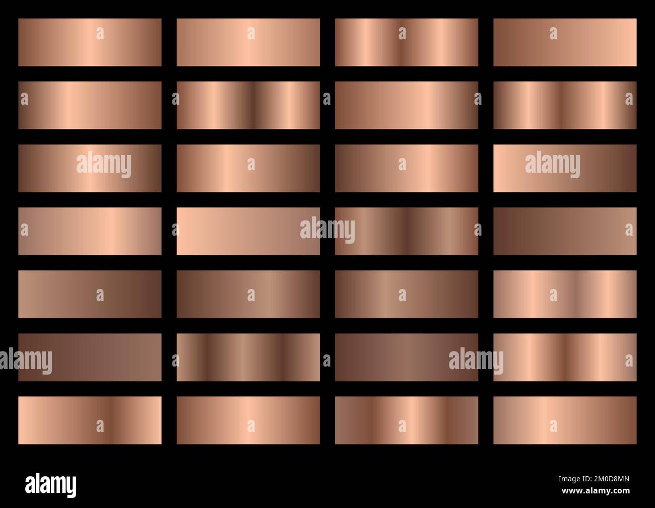 Vector set of bronze metallic gradients. Swatches collection. Shiny ...