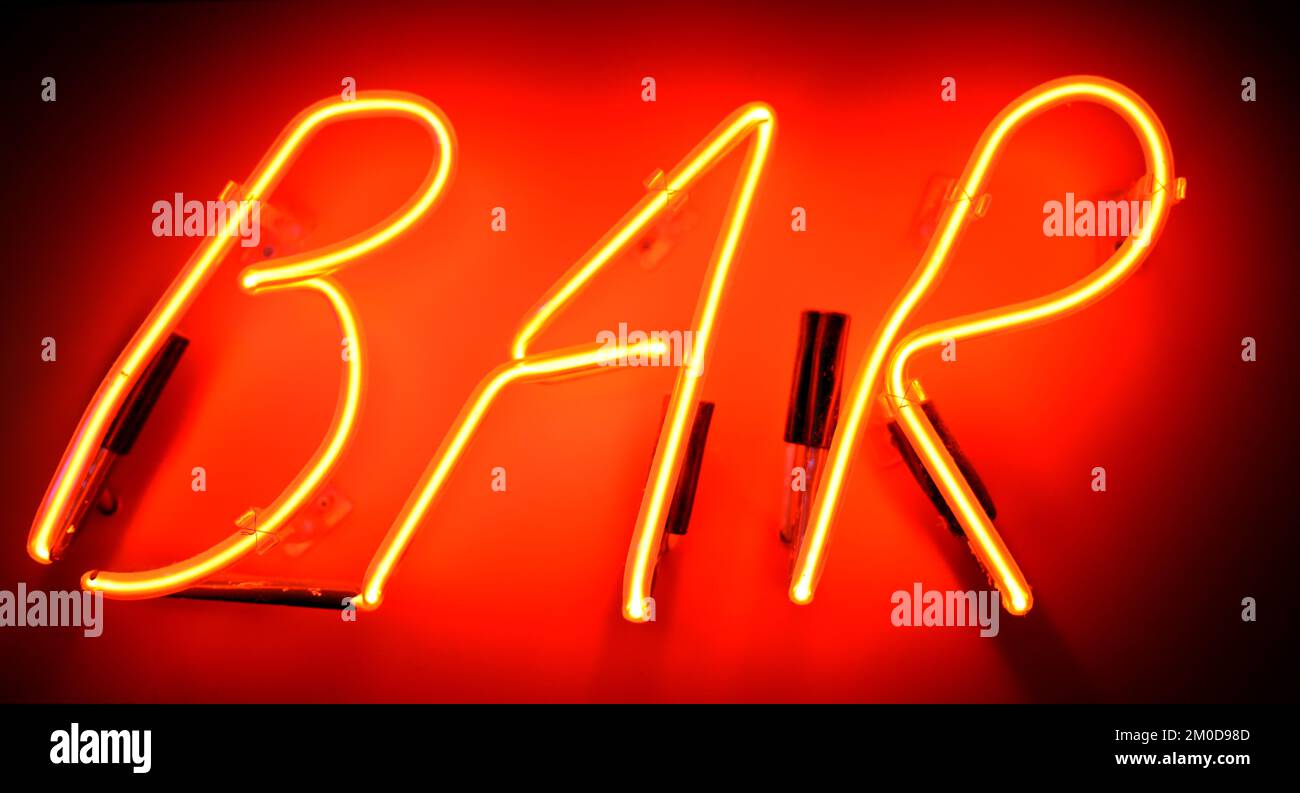 Red bar neon sign light Stock Photo - Alamy