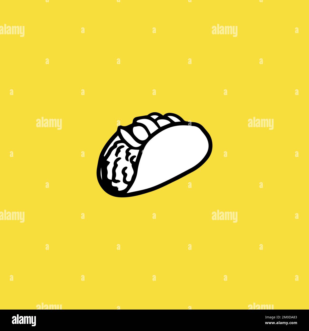 Taco Icon, Fast Food Concept, Sketch and Vintage style. - Vector ...