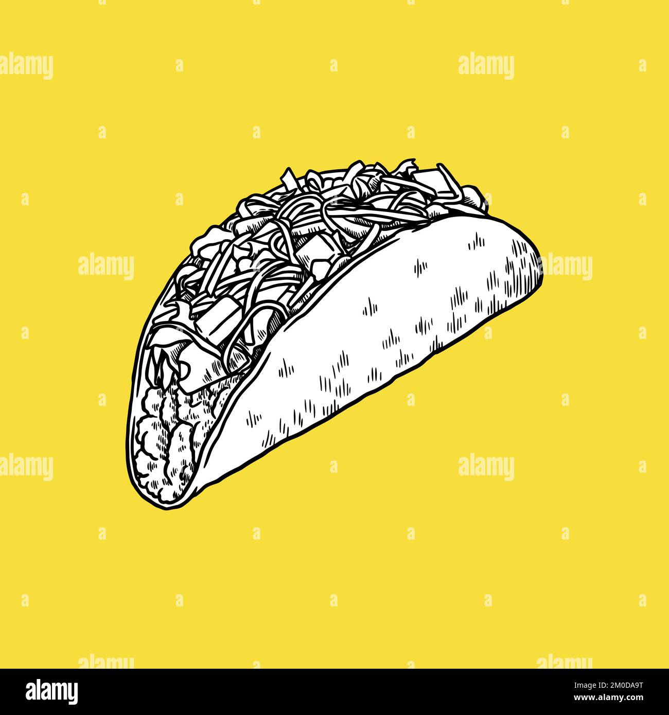 Taco Icon, Fast Food Concept, Sketch and Vintage style. - Vector ...