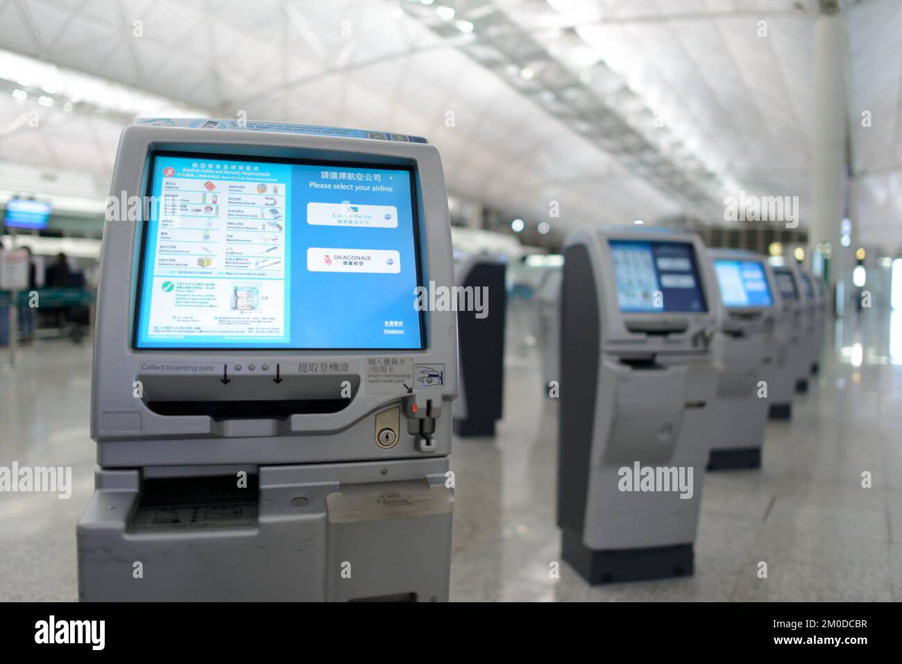 HONG KONG - APRIL 01: check-in kiosks in Airport on April 01, 2014 in ...