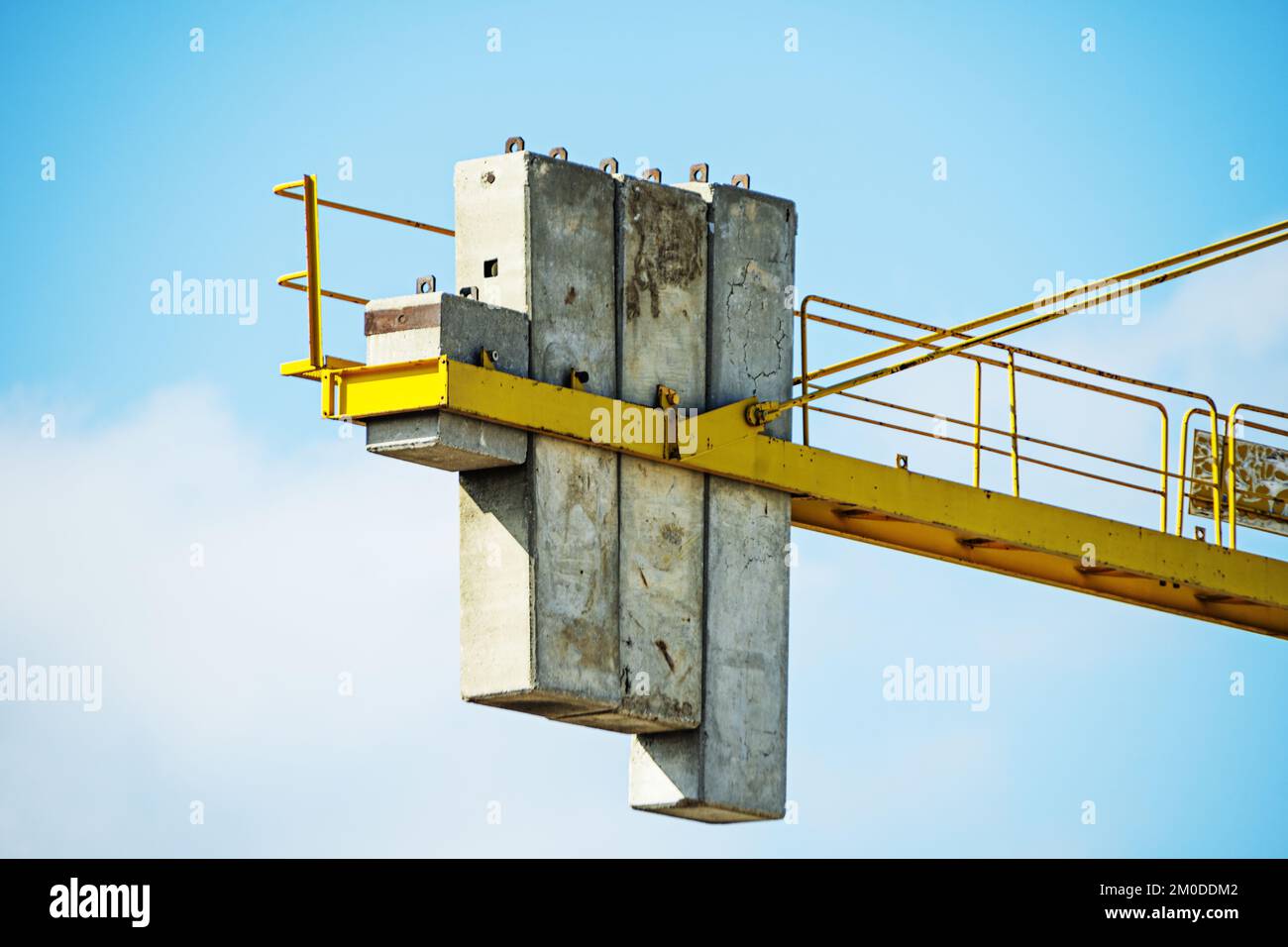 Concrete counterweights of an urban metal crane for the construction of ...