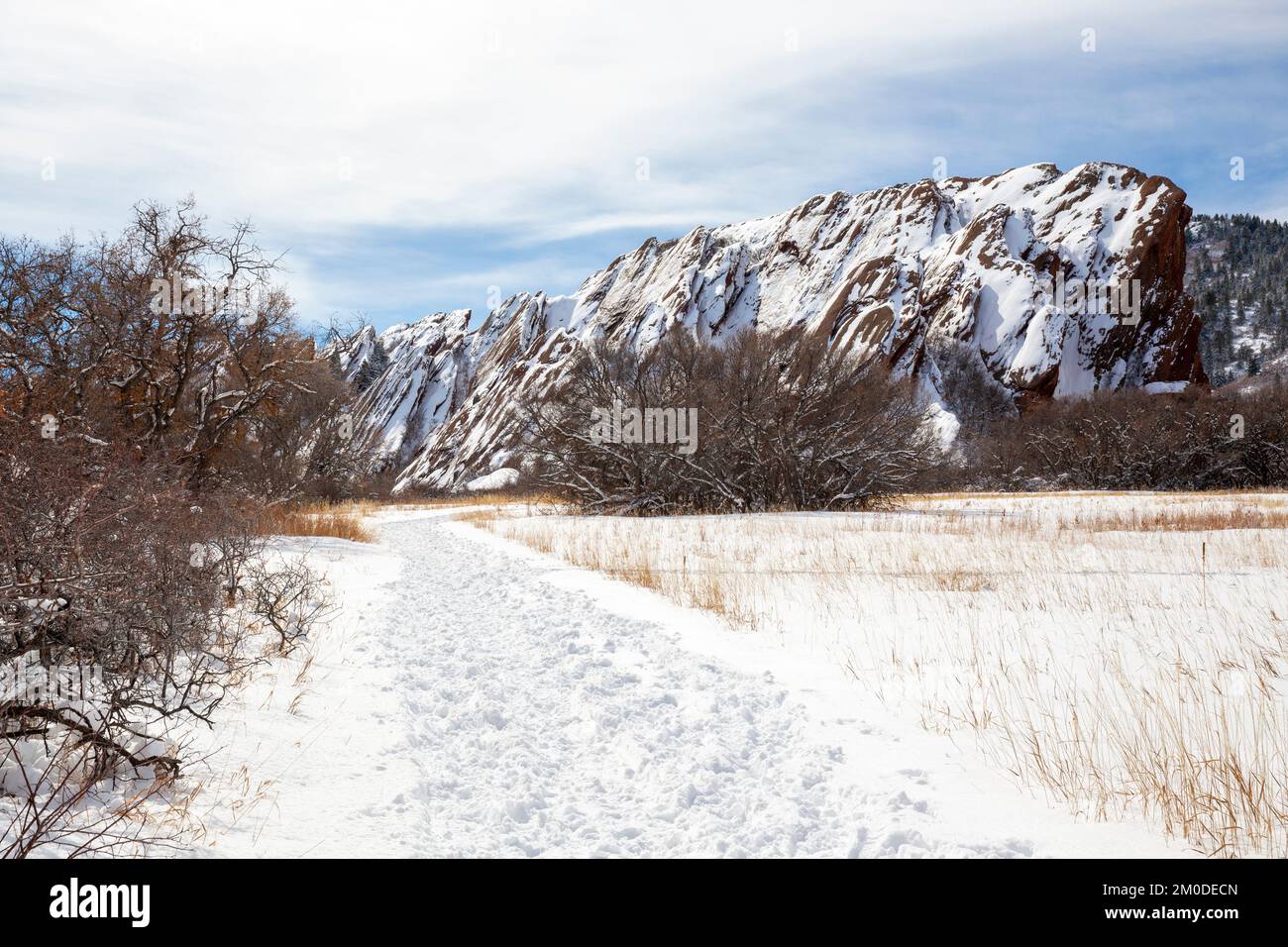 Roxborough State Park in Colorado covered with snow in winter Stock ...
