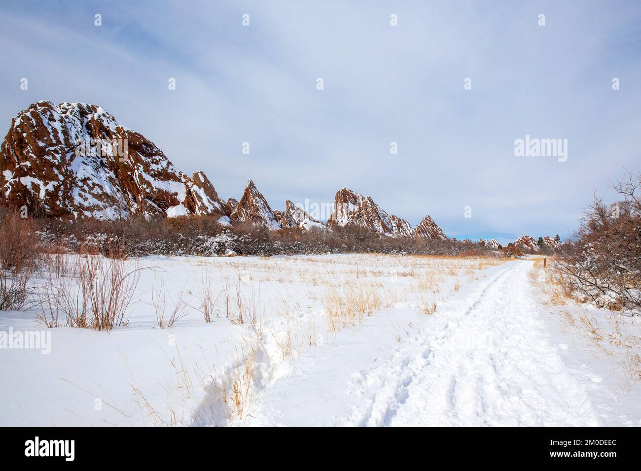 Roxborough State Park in Colorado covered with snow in winter Stock ...