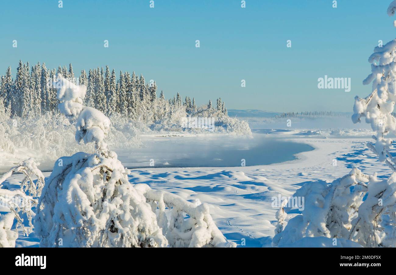 Winter Wilderness Landscape along the Tanana River, Alaska Stock Photo ...