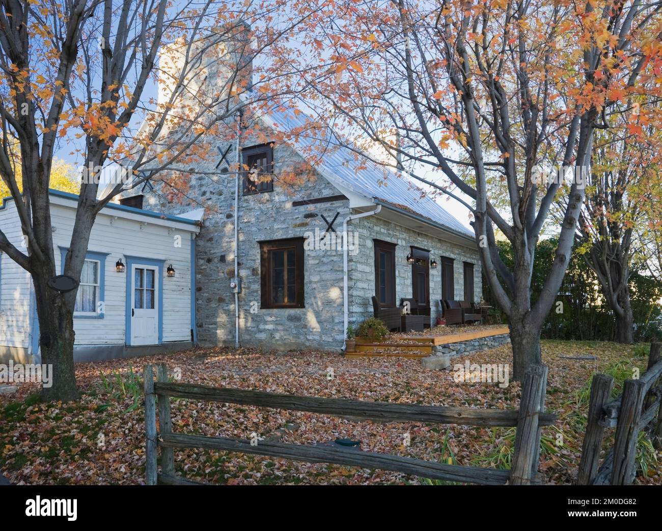 Old circa 1750 Canadiana cottage style fieldstone home with silver ...