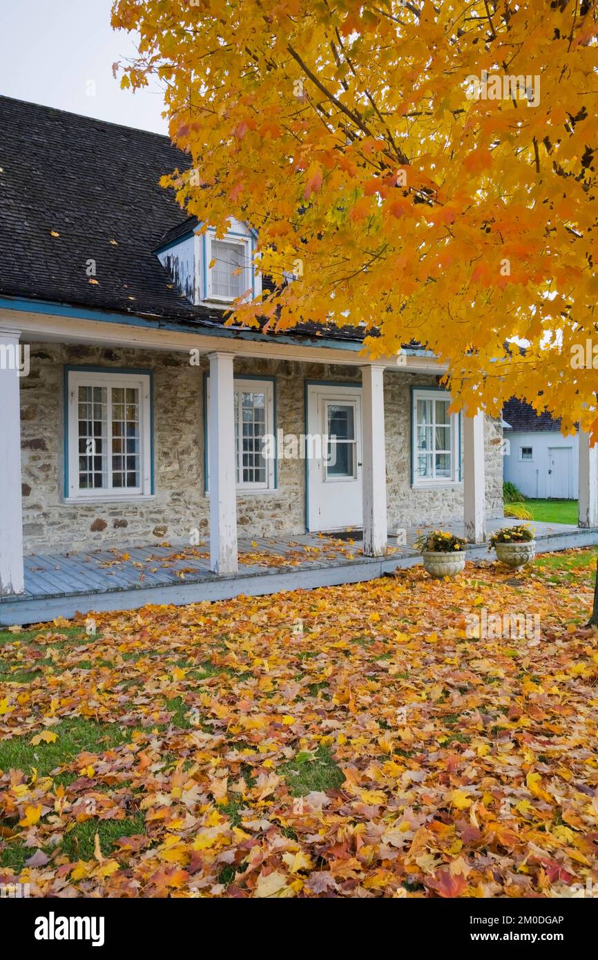 Old circa 1781 Canadiana cottage style fieldstone home with weathered ...