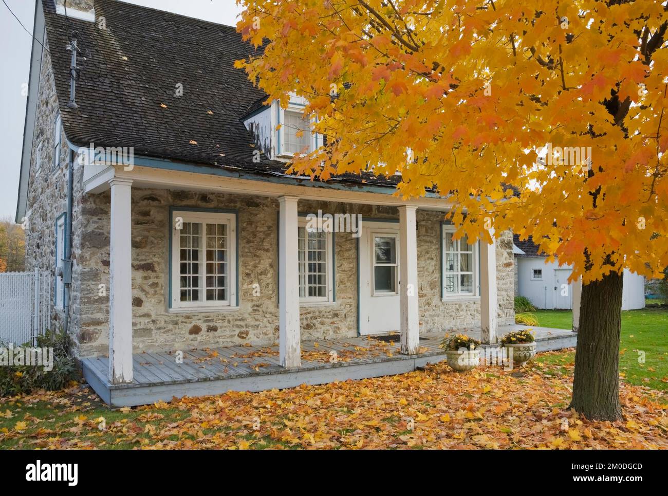 Old circa 1781 Canadiana cottage style fieldstone home with weathered ...