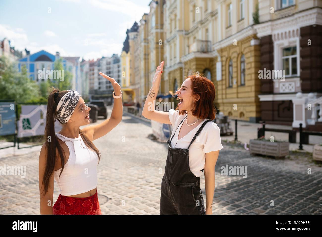 Two best friends using their hi-res stock photography and images - Alamy