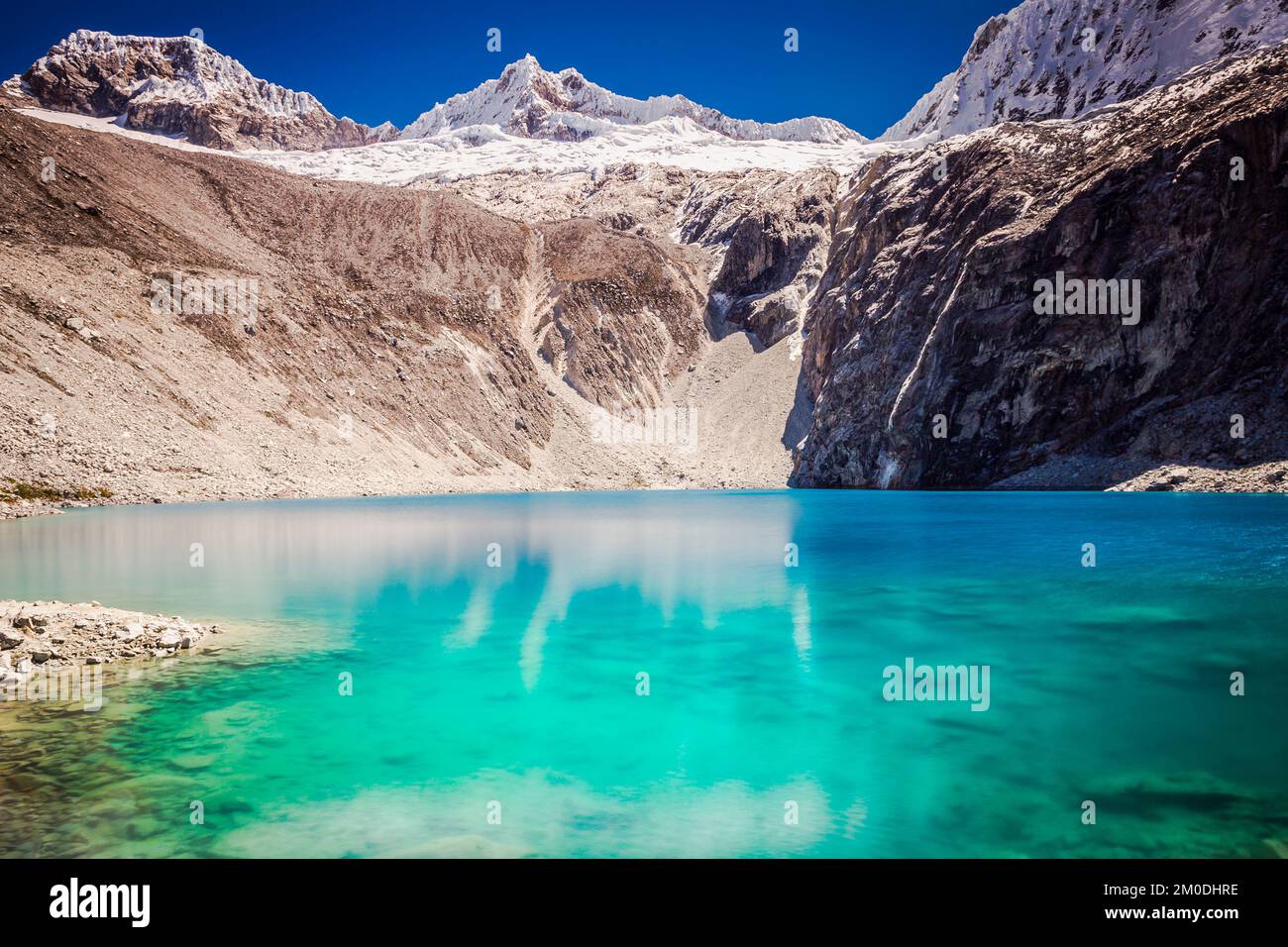 lake 69 n Cordillera Blanca with snowcapped Andes, Ancash, Peru Stock ...